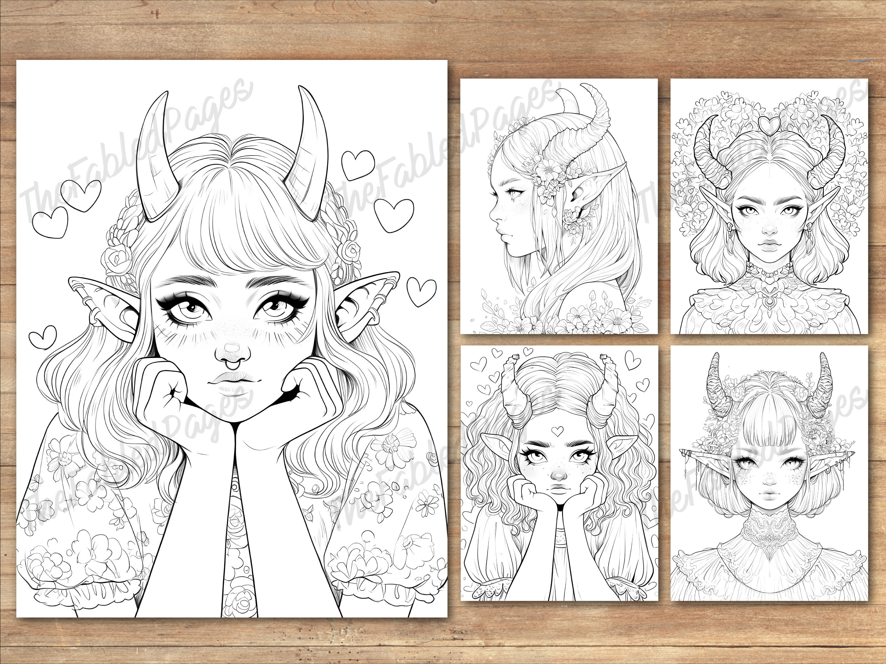 60 Cute Demon Girl Coloring Book Collection Valentines Day Devil Girl ...