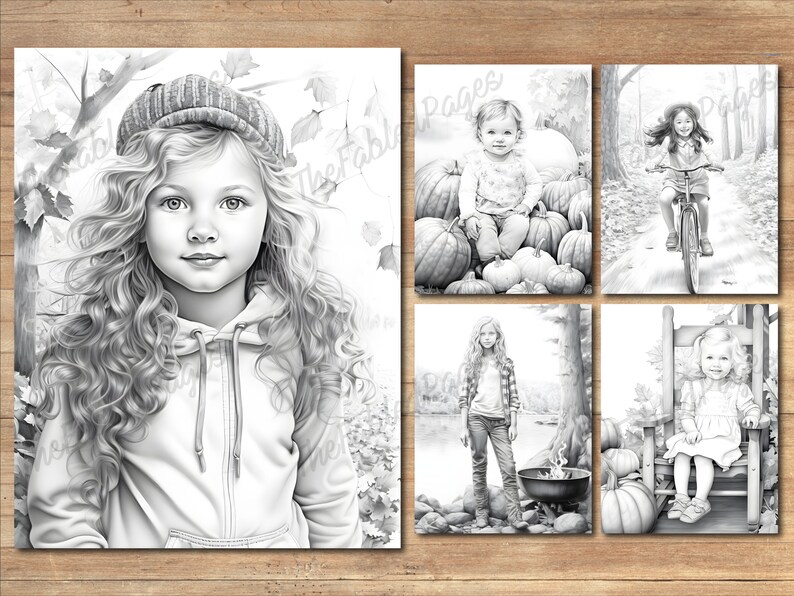 60 Autumn Girls Coloring Book Collection | Fall Inspired Portrait ...