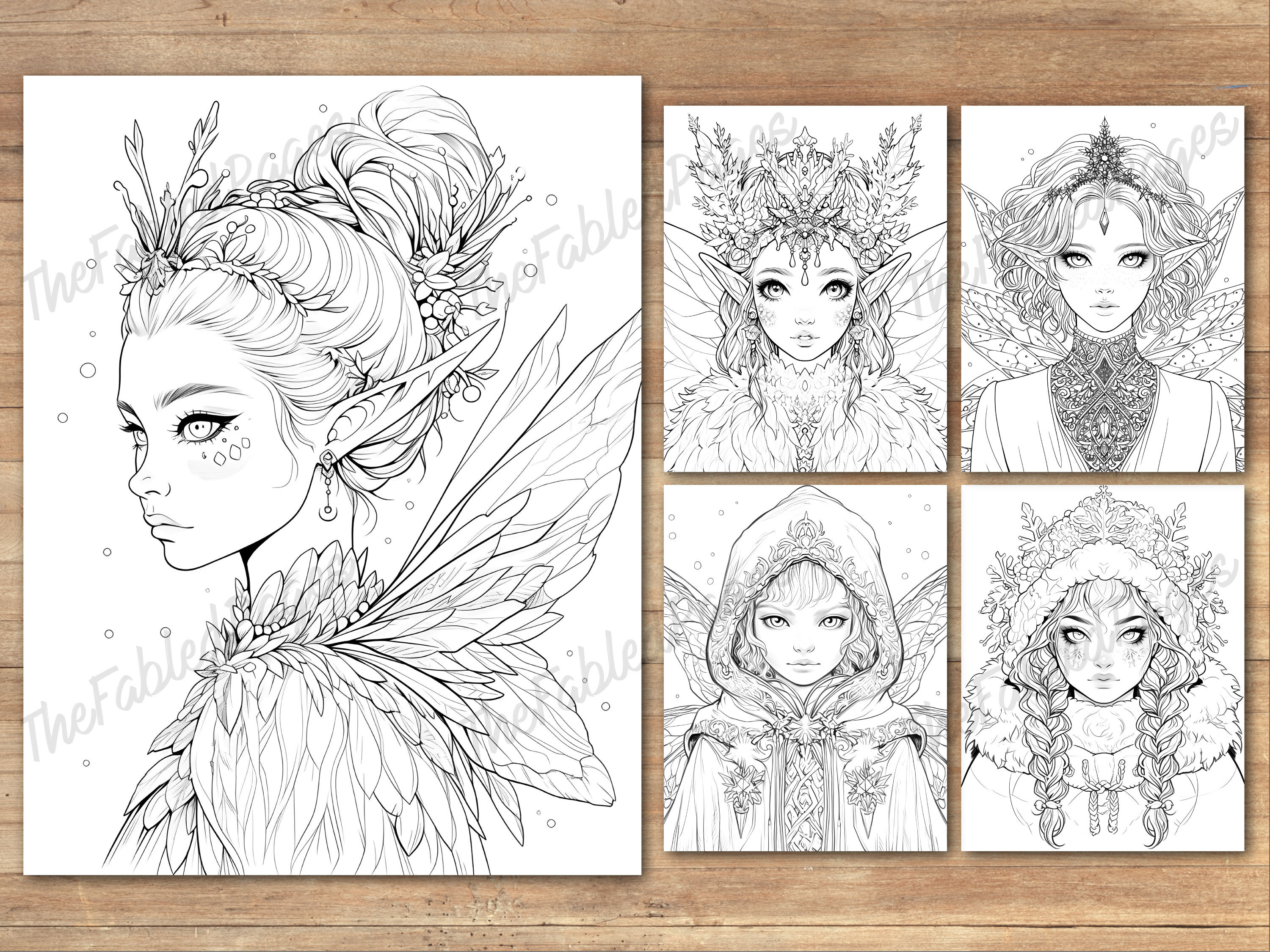60 Winter Fairy Coloring Book Collection Cozy Christmas Fairy Coloring ...