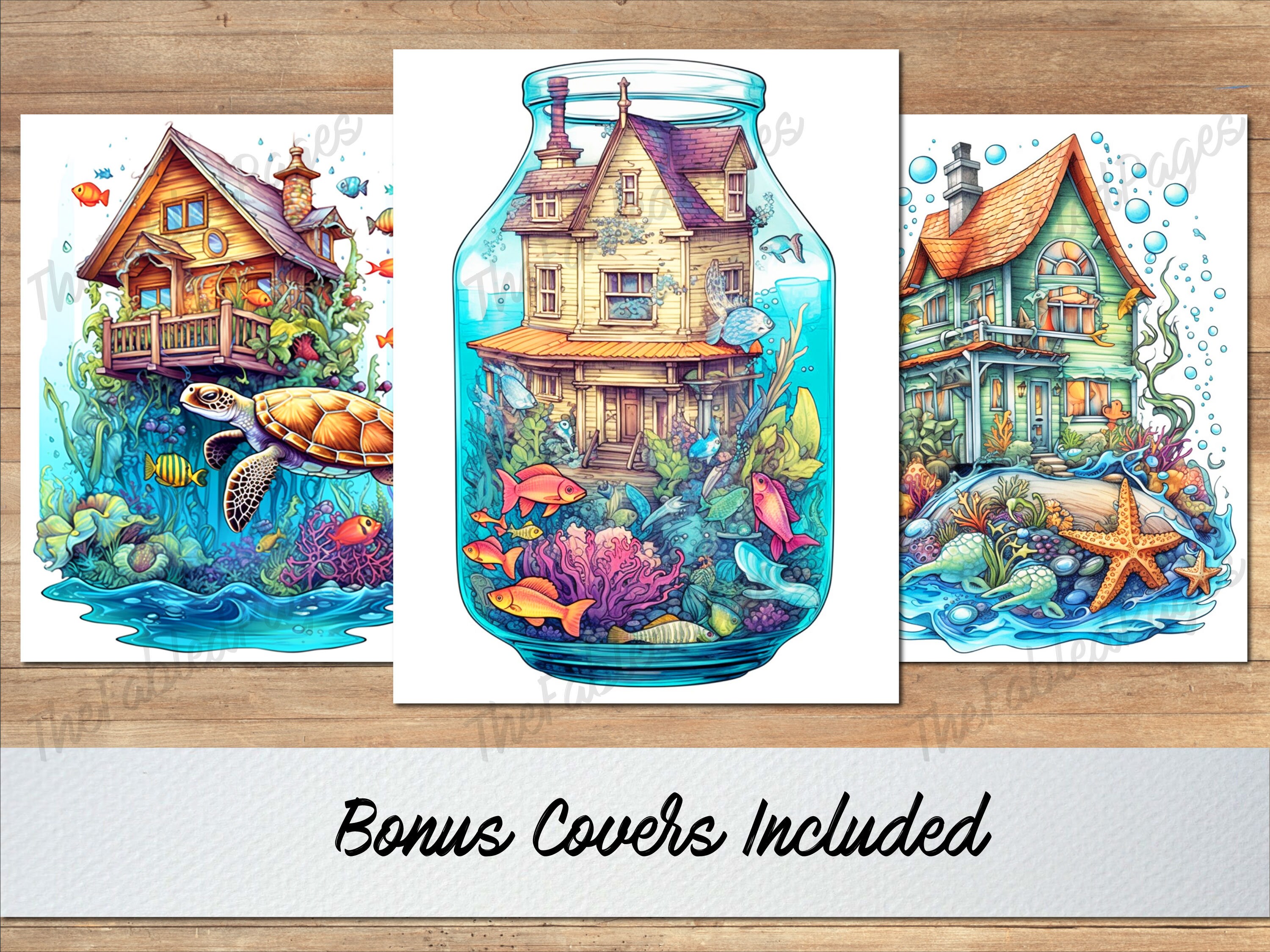 Fishtank Houses Coloring Book Collection 25 Pages Fishtank - Etsy