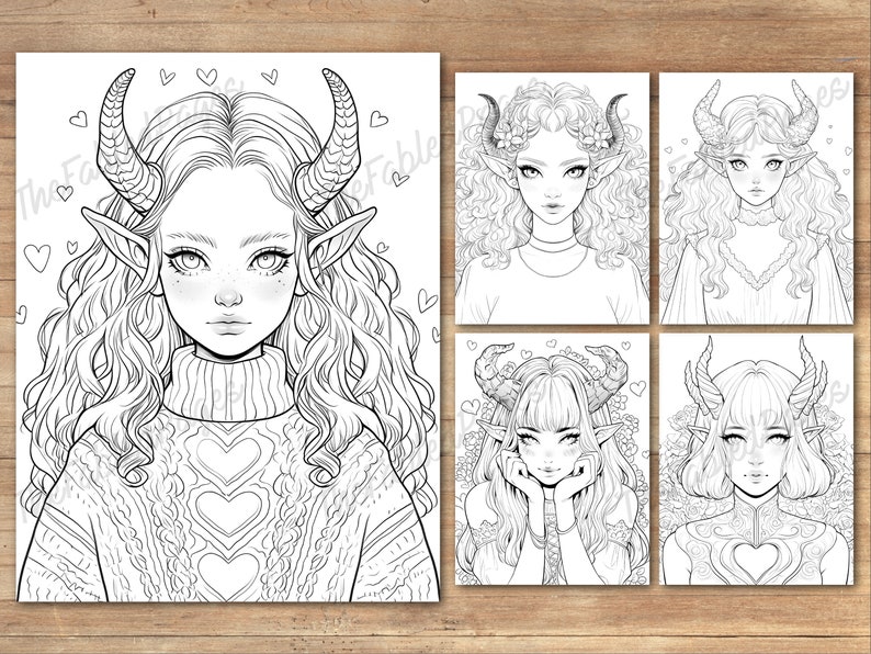 60 Cute Demon Girl Coloring Book Collection Valentines Day Devil Girl ...