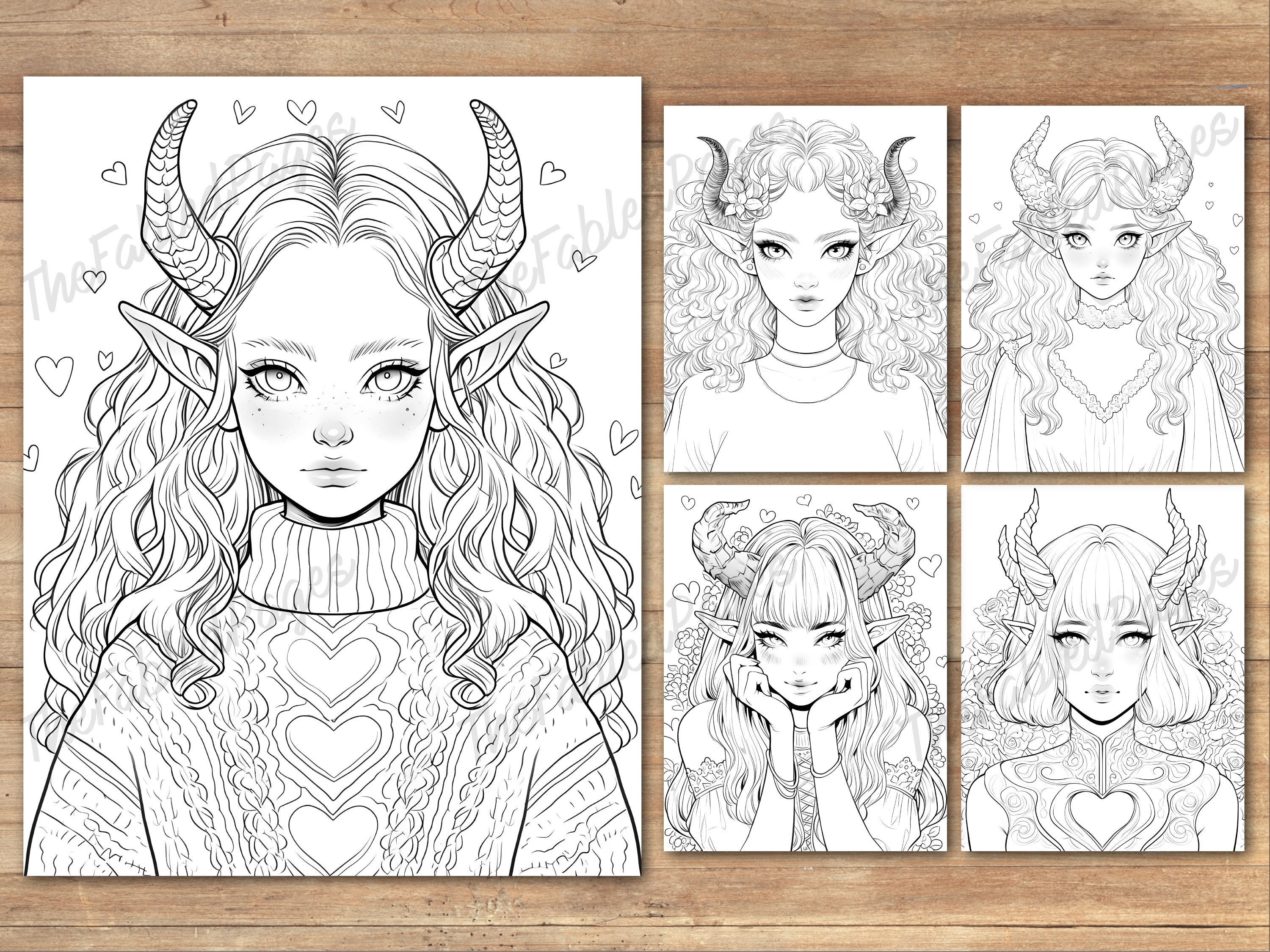 60 Cute Demon Girl Coloring Book Collection Valentines Day Devil Girl ...