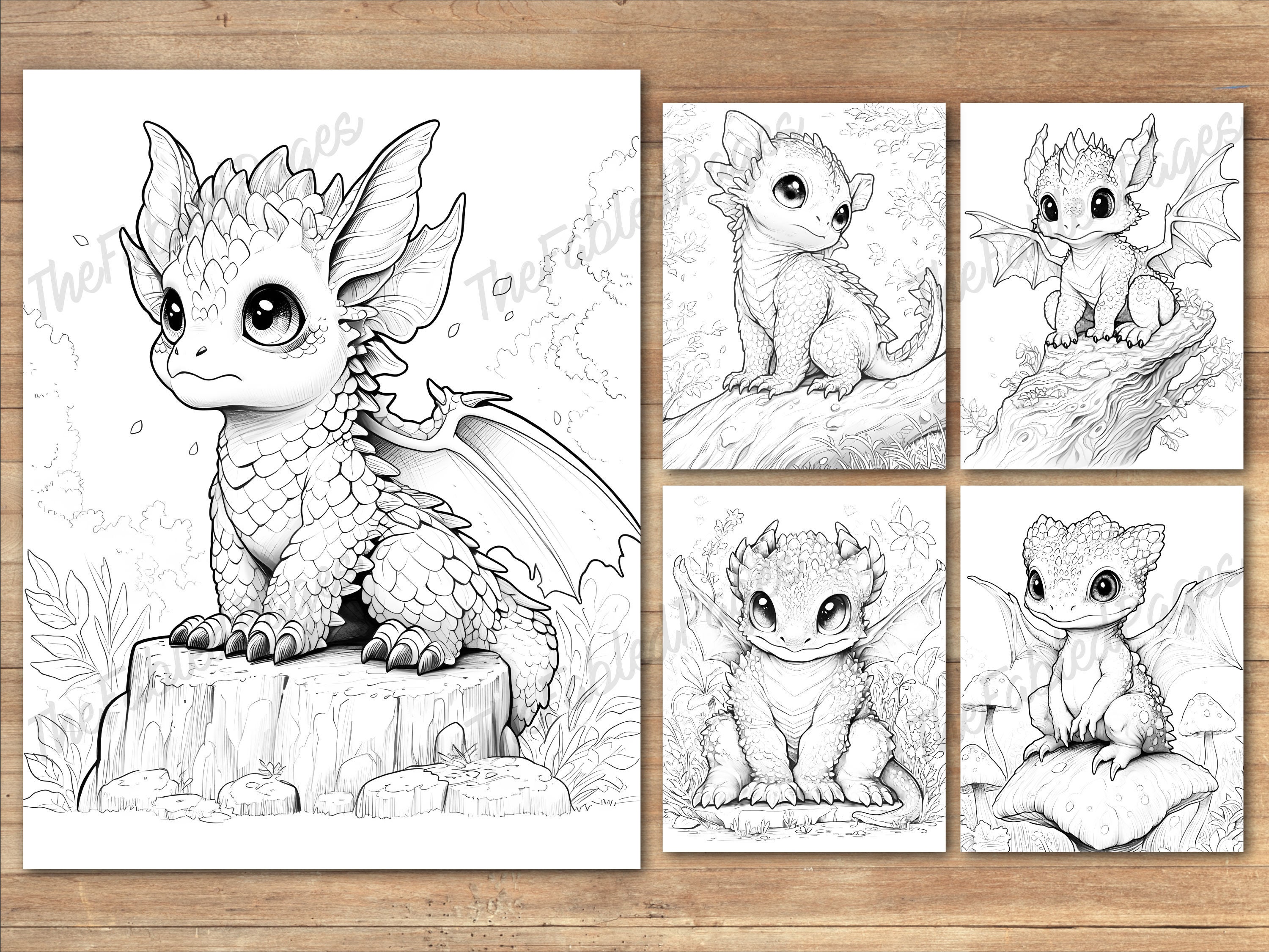 60 Baby Forest Dragons Coloring Book Collection | Fantasy Young ...