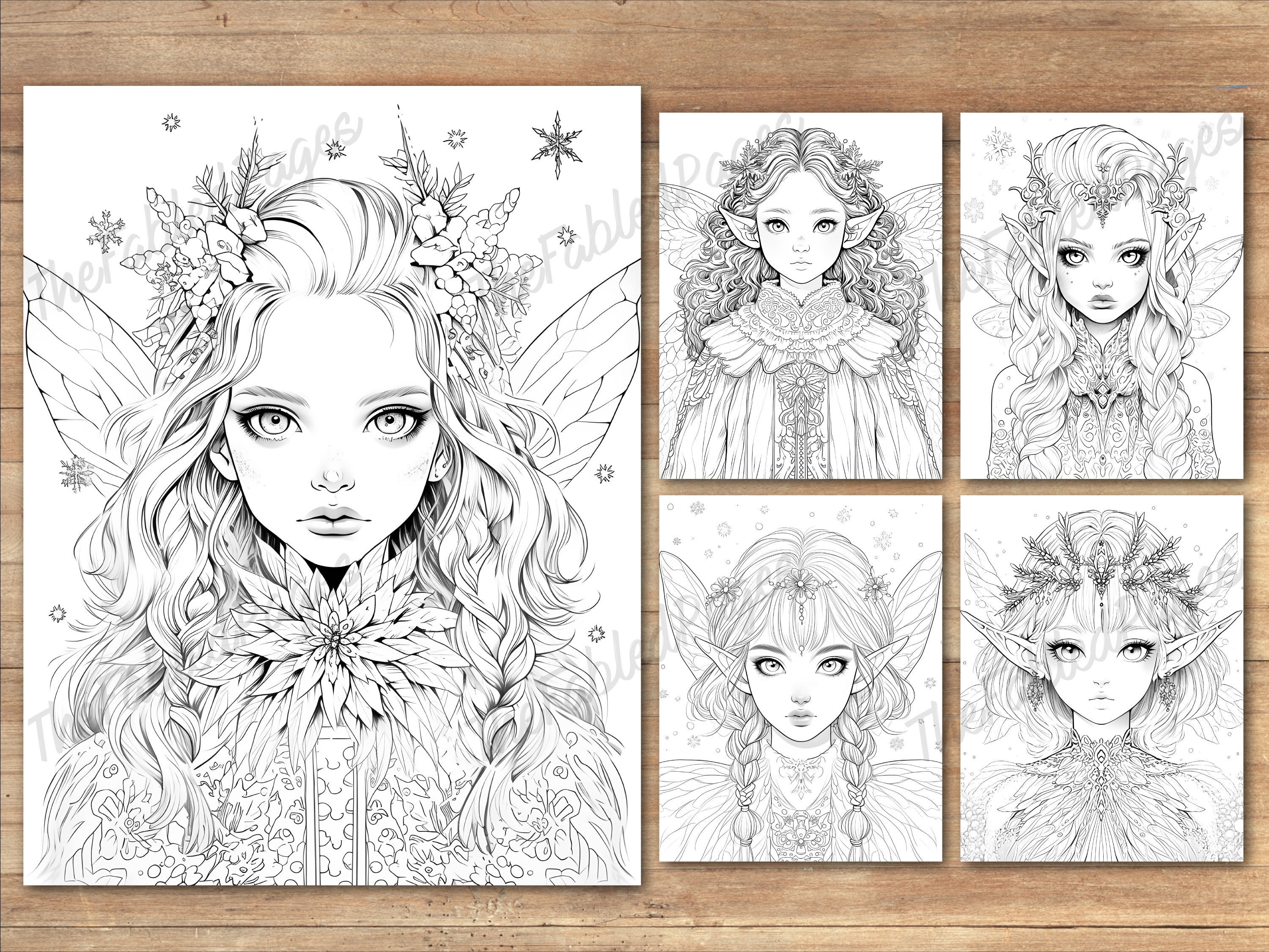 60 Winter Fairy Coloring Book Collection Cozy Christmas Fairy Coloring ...