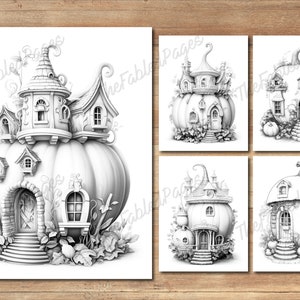60 Pumpkin Houses Coloring Book Collection | Autumn House Coloring ...