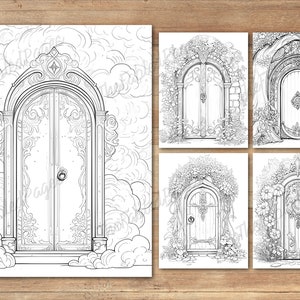 60 Enchanting Doors Coloring Book Collection | Fantasy Magical Doorway ...