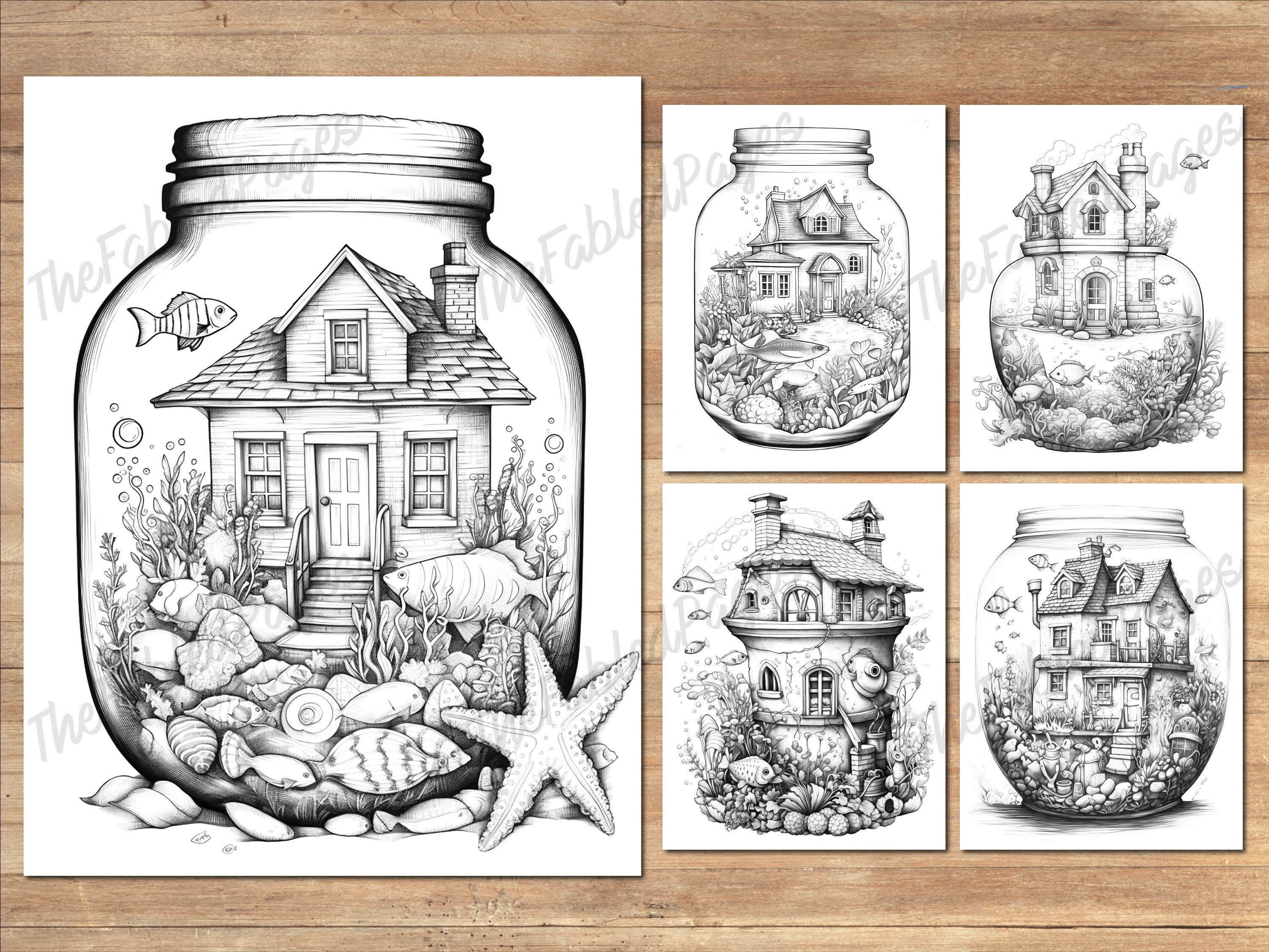 Fishtank Houses Coloring Book Collection 25 Pages Fishtank - Etsy