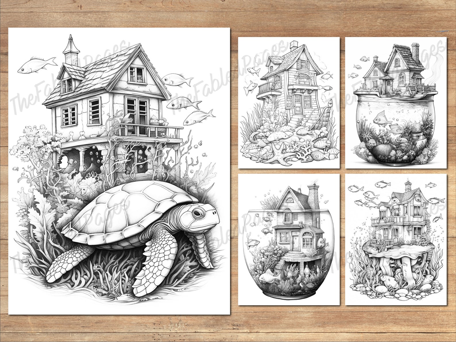 Fishtank Houses Coloring Book Collection 25 Pages Fishtank - Etsy