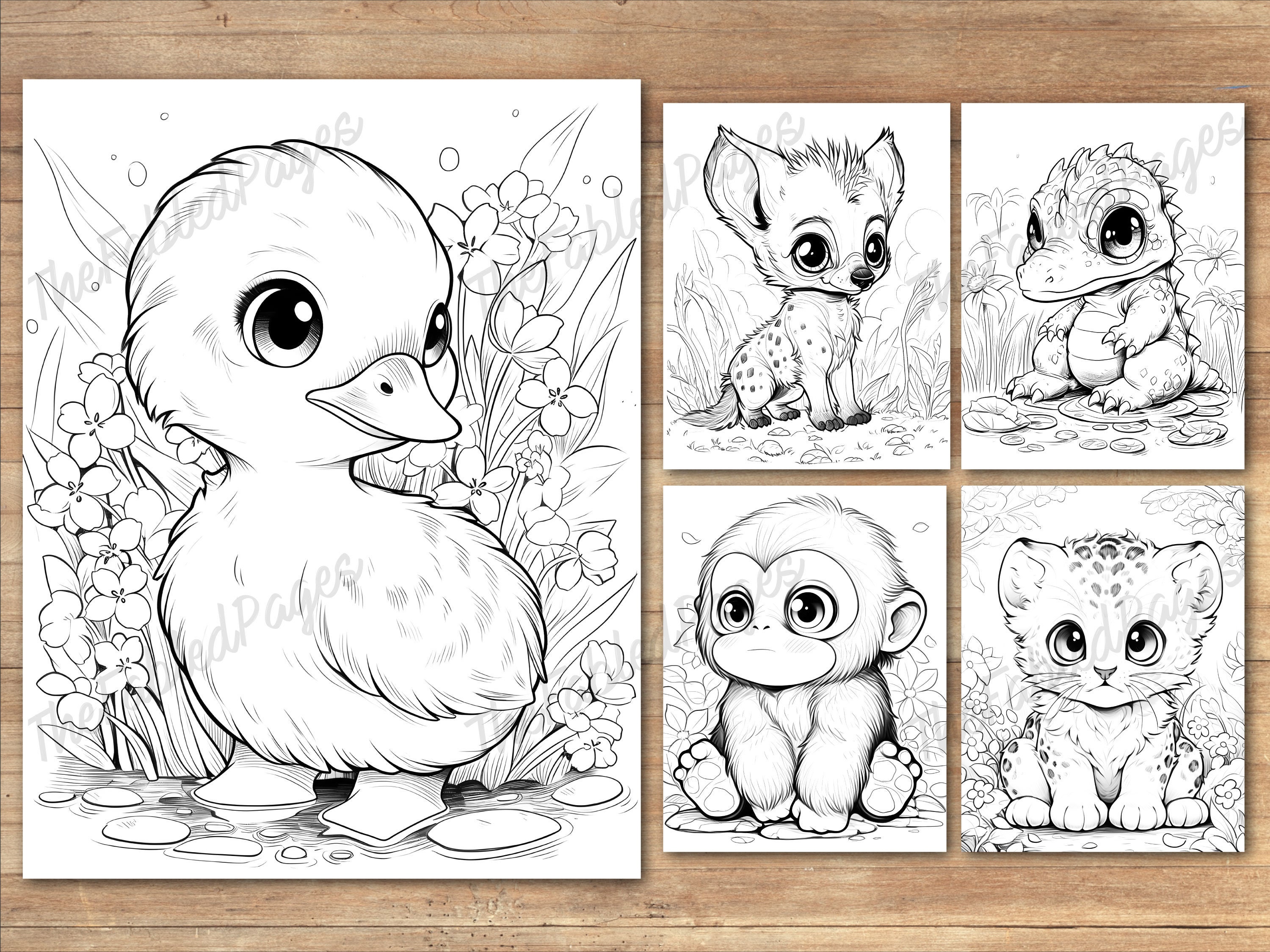 60 Kawaii Animals Coloring Book Collection Cute Adorable Chibi Animals ...