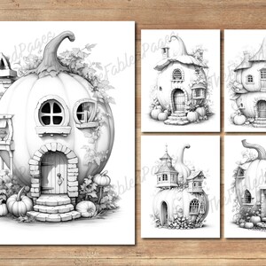 60 Pumpkin Houses Coloring Book Collection | Autumn House Coloring ...