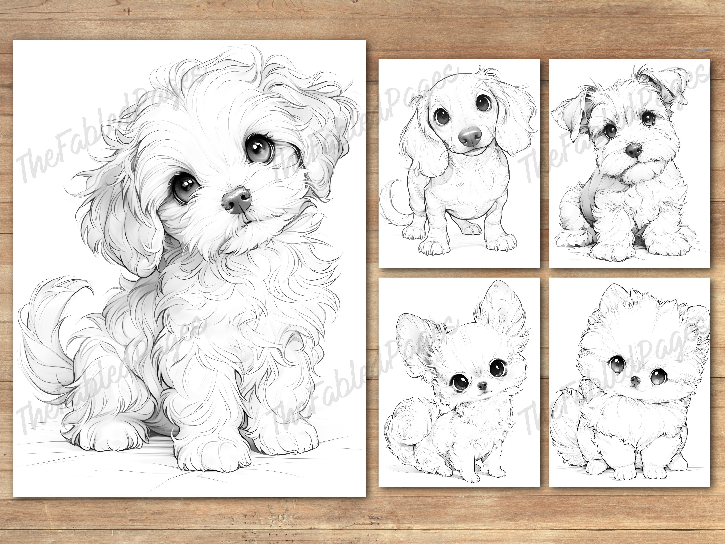 60 Kawaii Puppies Coloring Book Collection | Cute Adorable Chibi Puppy ...