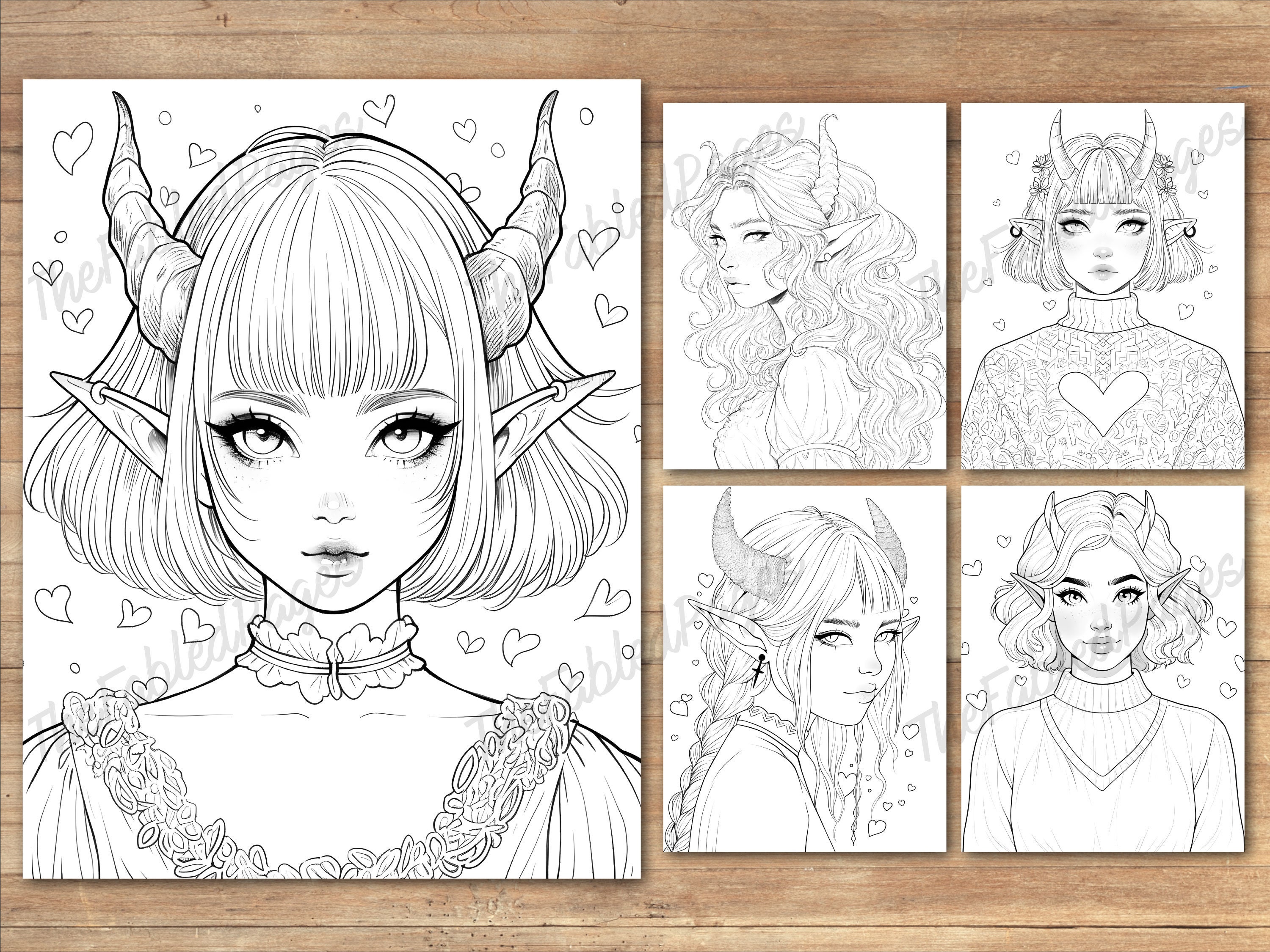 60 Cute Demon Girl Coloring Book Collection Valentines Day Devil Girl ...