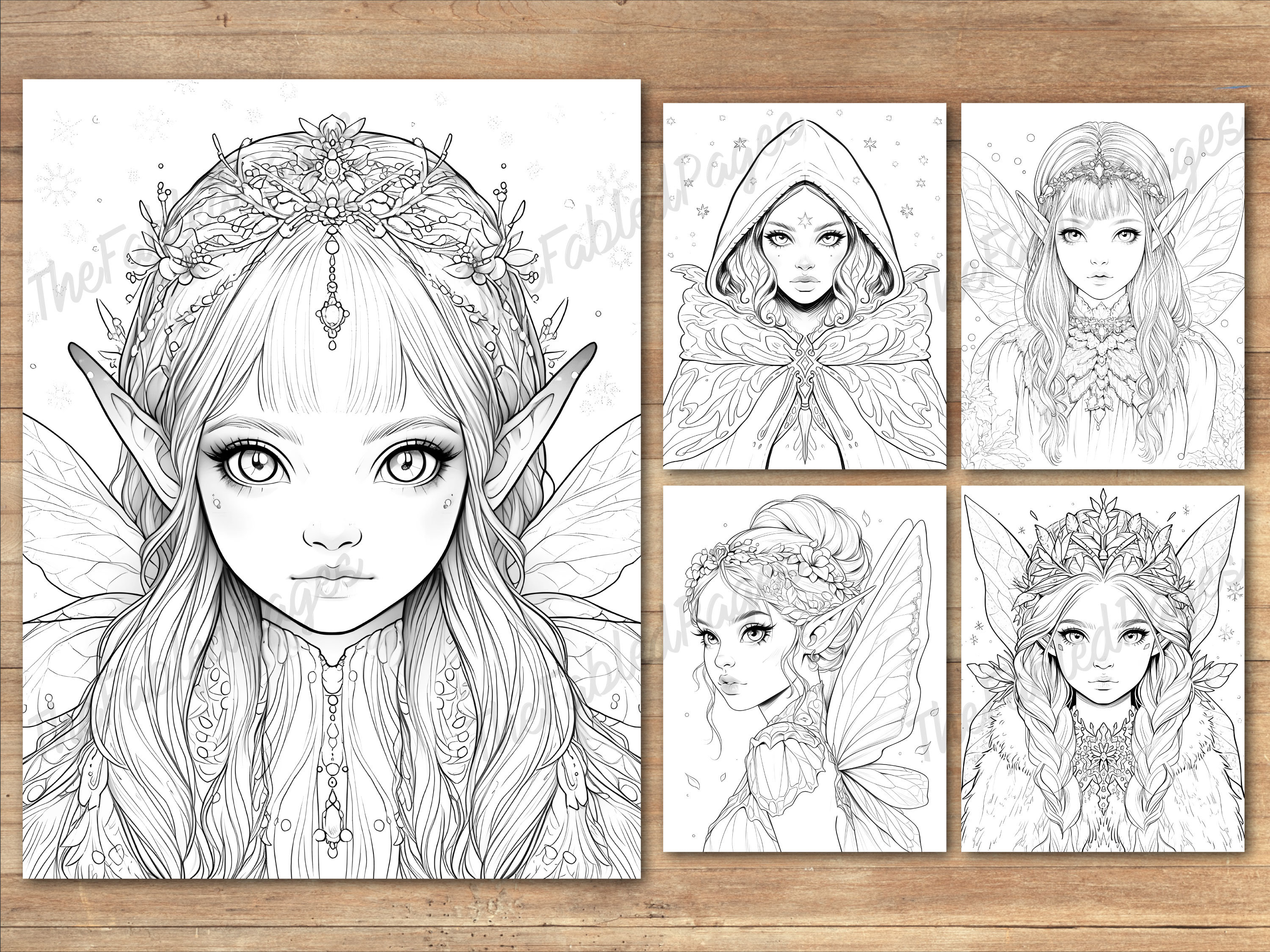 60 Winter Fairy Coloring Book Collection Cozy Christmas Fairy Coloring ...