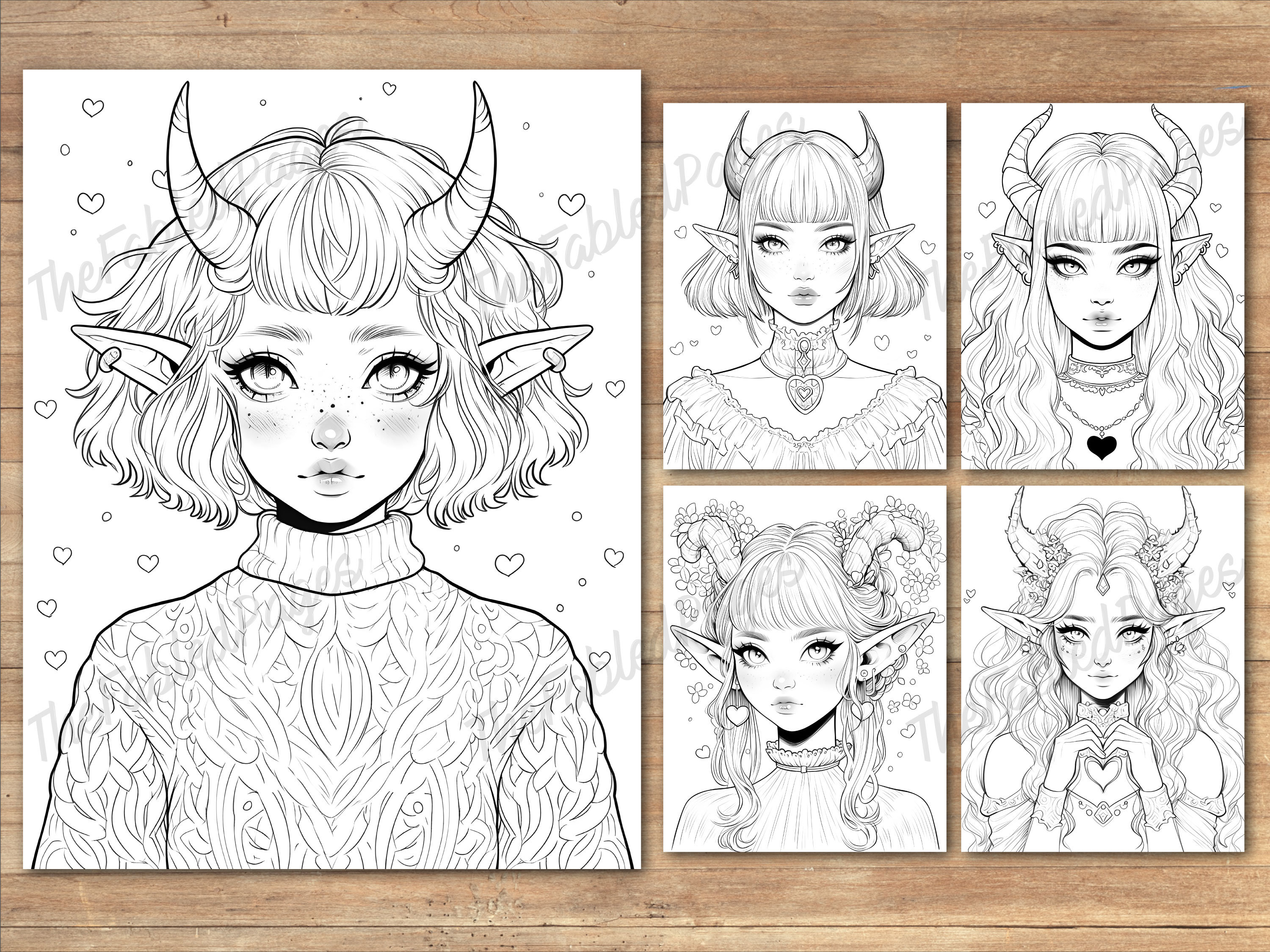 60 Cute Demon Girl Coloring Book Collection Valentines Day Devil Girl ...