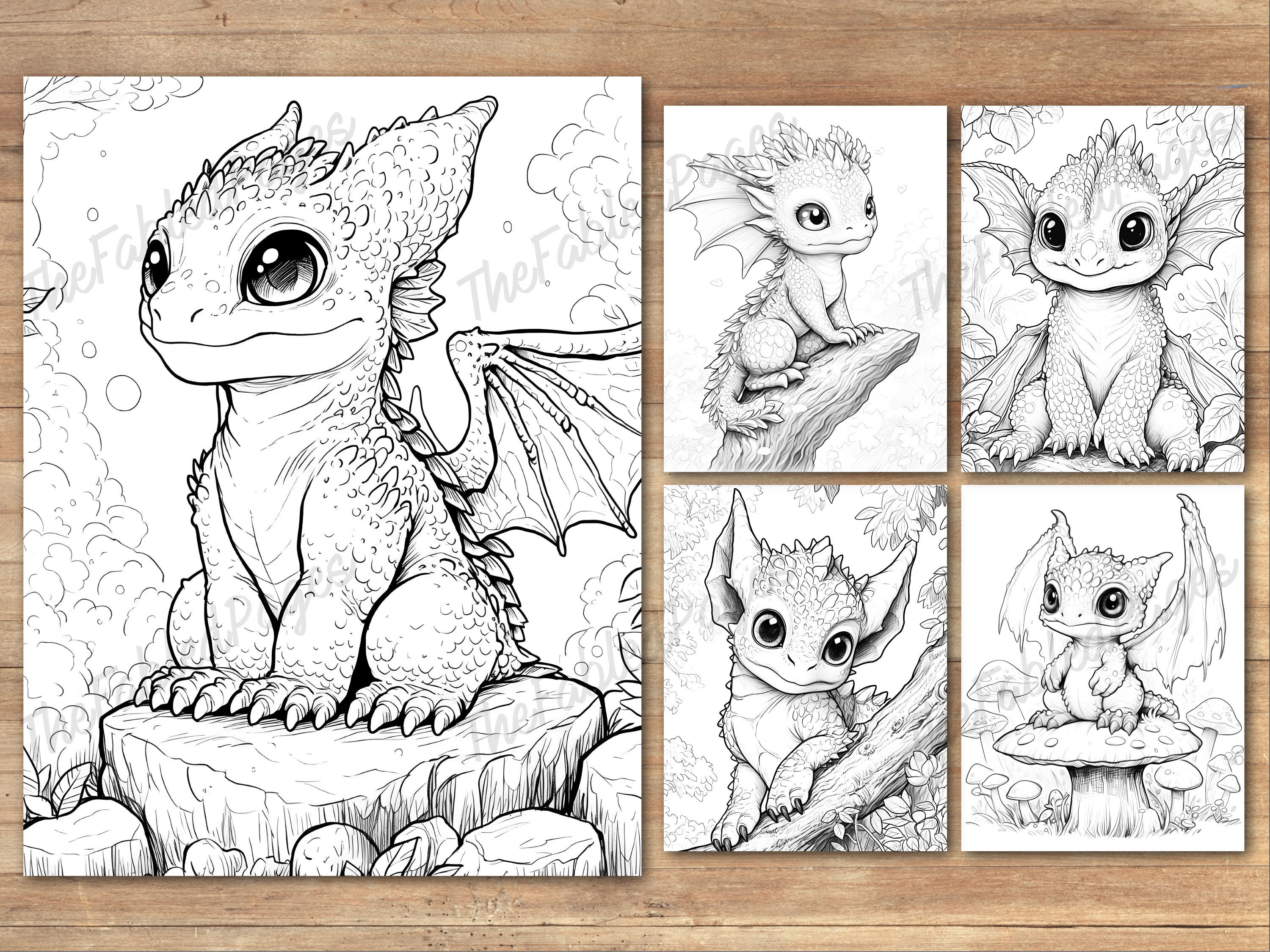 60 Baby Forest Dragons Coloring Book Collection | Fantasy Young ...