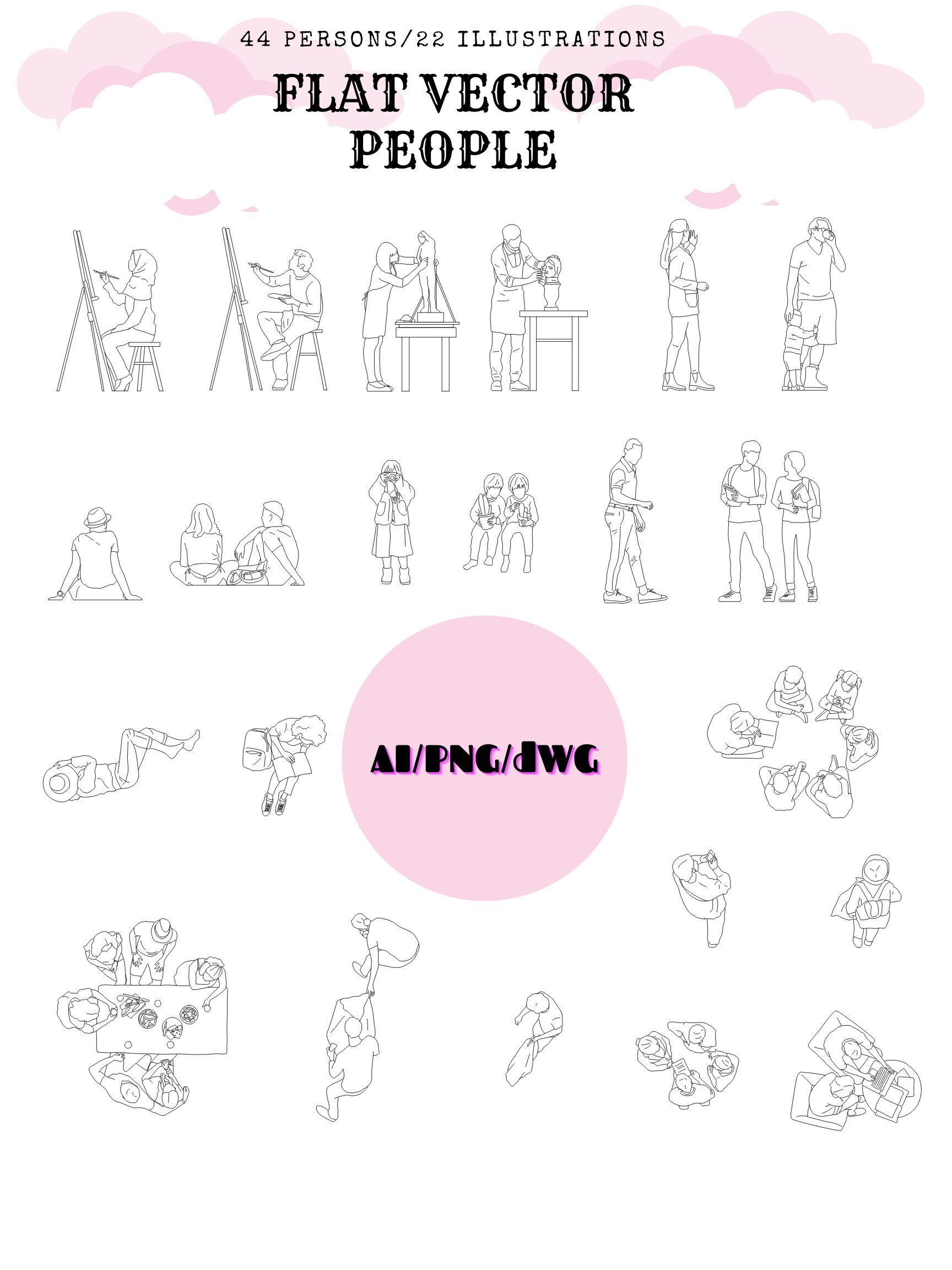 Flat Vector People Pack 44 Persons & 22 Illustrations - Etsy
