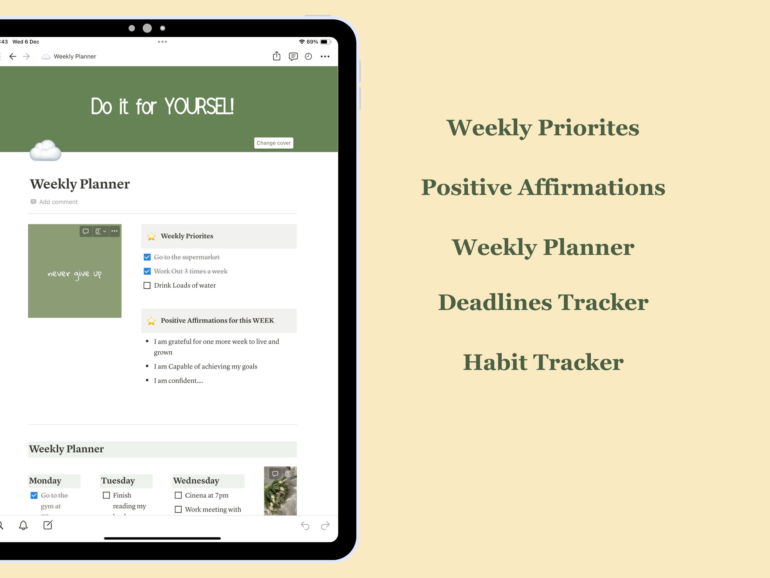 Notion Weekly Planner 2024 I Notion Template Weekly I Habit Tracker I ...