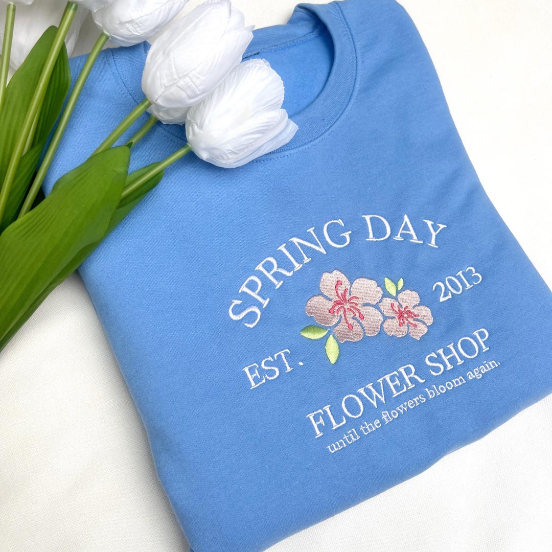 Spring Day Flower Shop Embroidered Sweatshirt | Kpop Inspired Crewneck ...