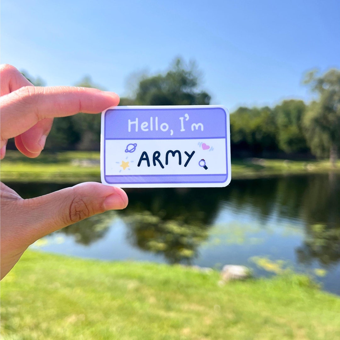Hello I'm ARMY Name Tag Sticker | Bangtan Waterproof Sticker | Bangtan ...