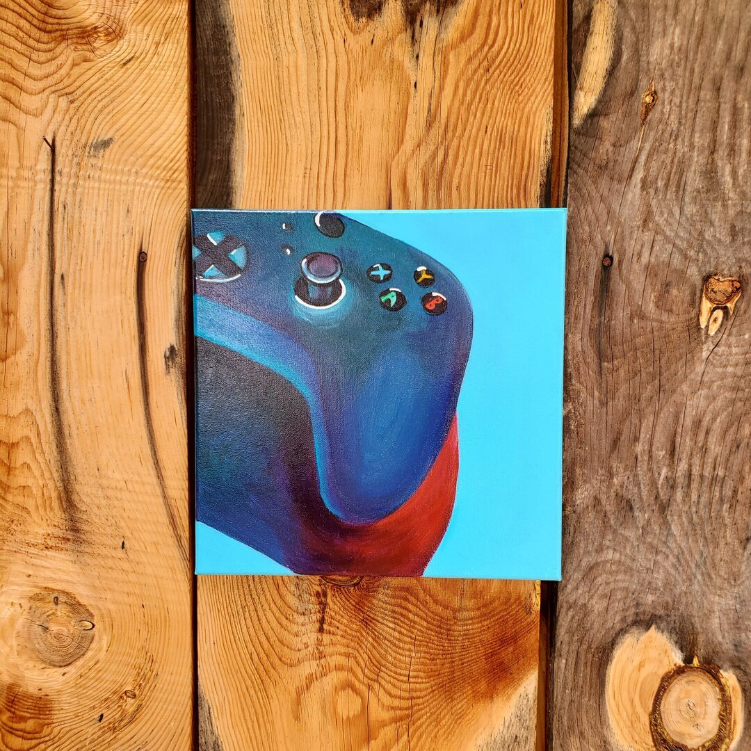 Neon Gamer Controller Painting: 12x12 Original Acrylic Art - Etsy