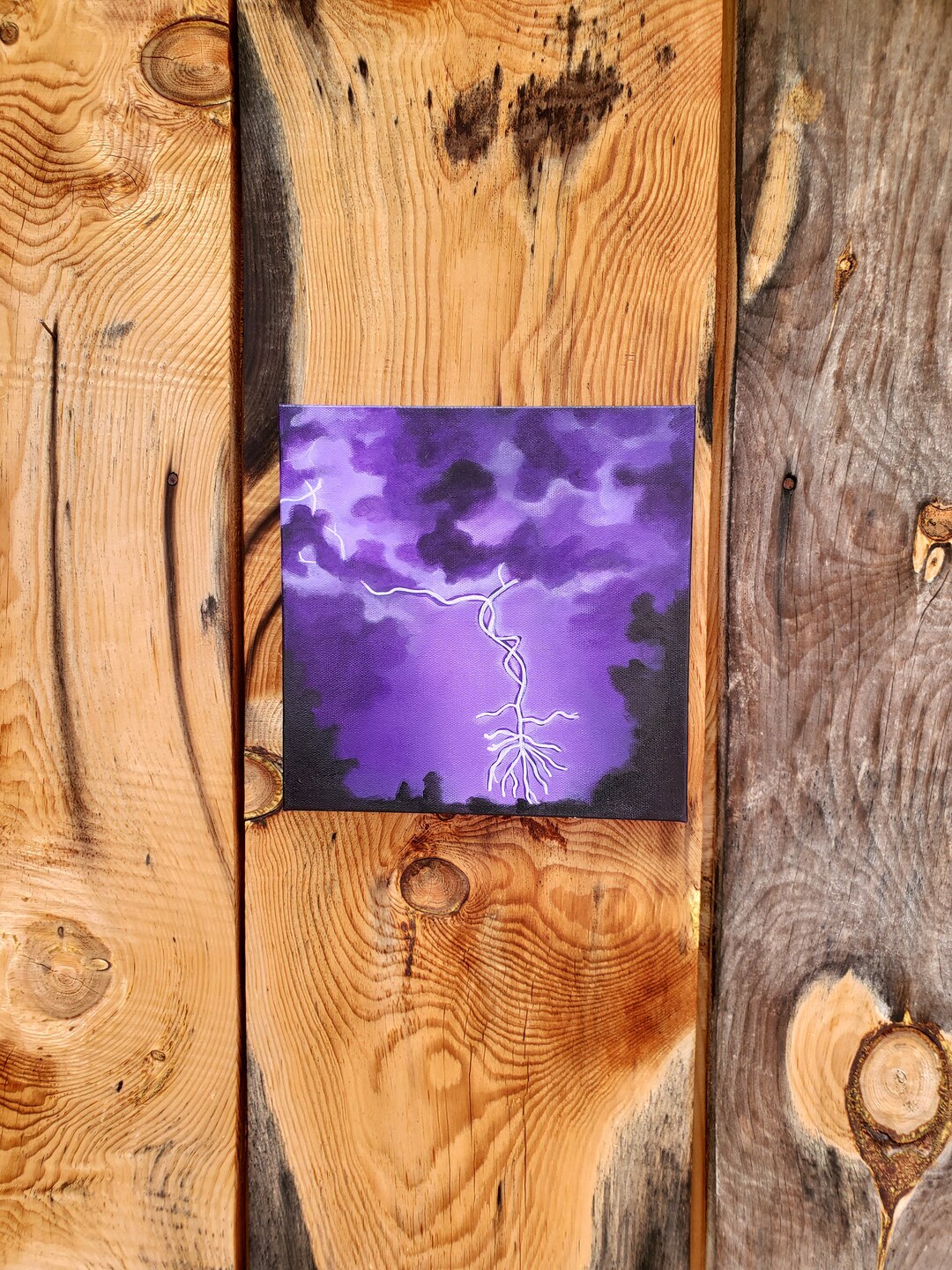 Summer Lightning Storm Original Acrylic Painting on 10x10 Canvas ...