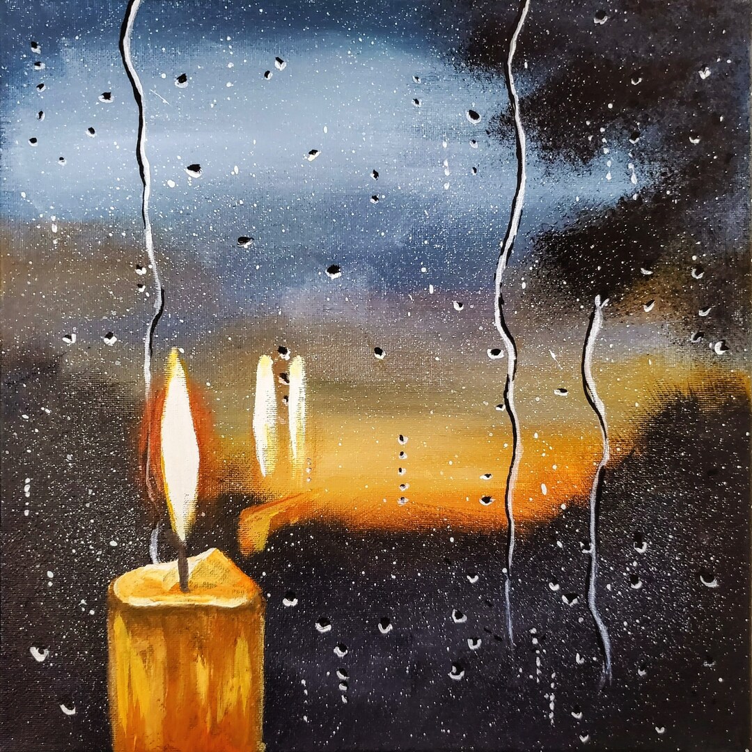 Rainy Candle in Window ART PRINT - Etsy