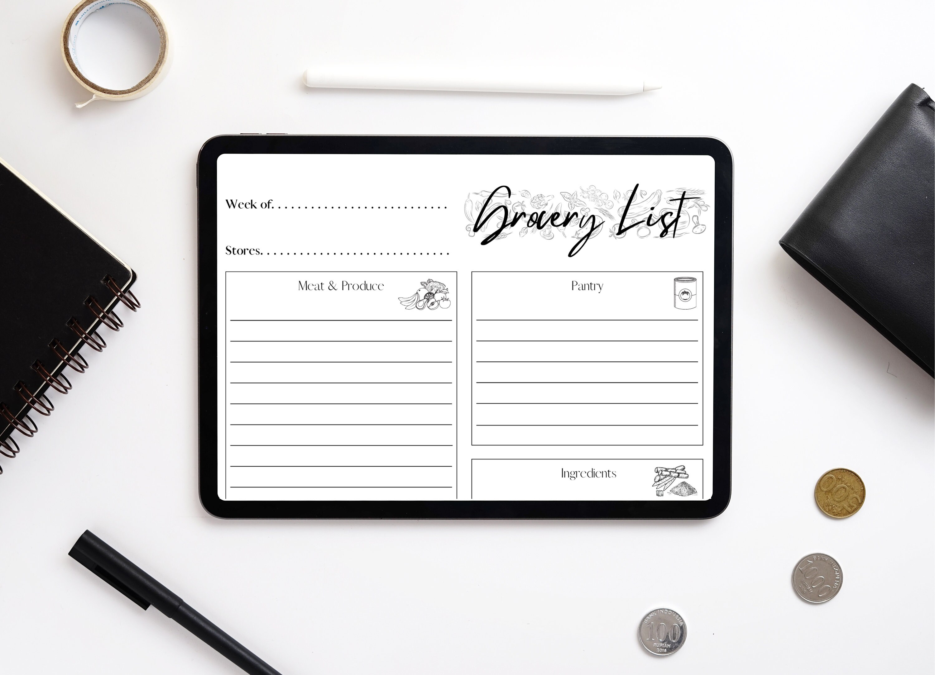 Cute Grocery List, Printable, Editable, Weekly Organization - Etsy