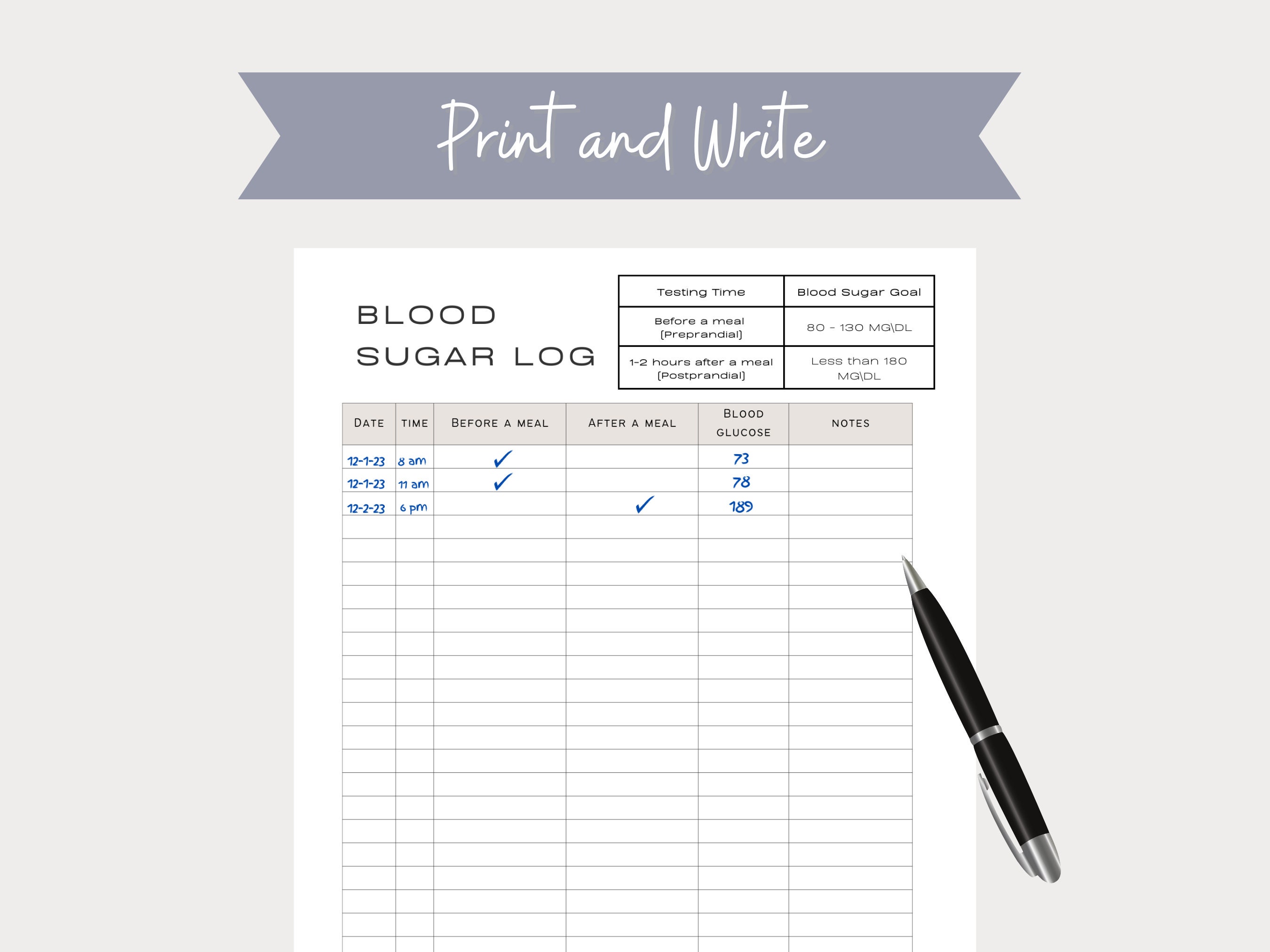 Blood Sugar Log Printable Blood Sugar Tracker Blood - Etsy