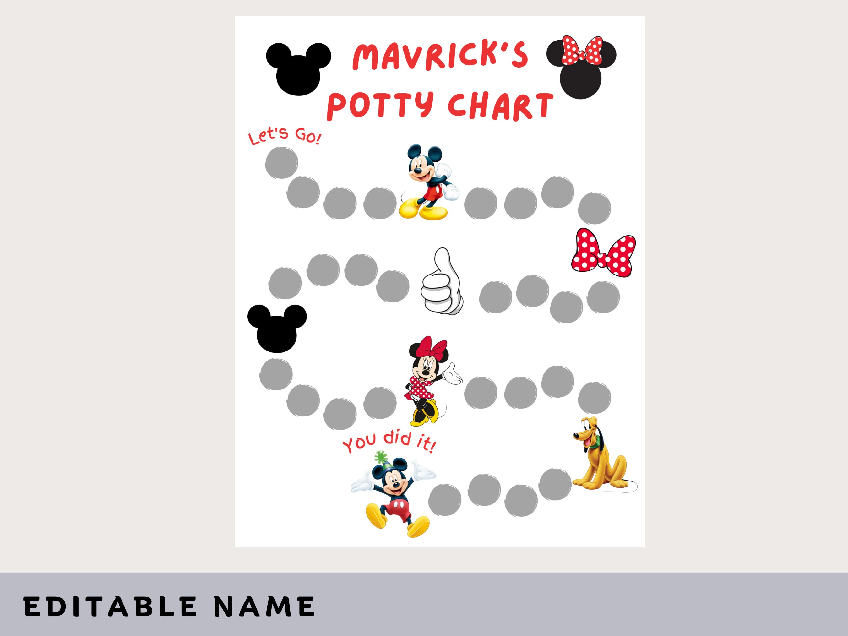Kids EDITABLE Character Potty Chart Potty Training Chart Custom Sticker ...