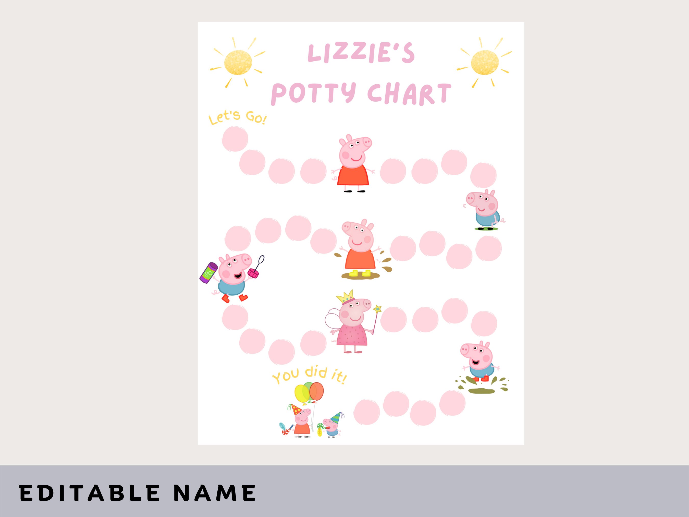 Kids EDITABLE Character Potty Chart Potty Training Chart Custom Sticker ...
