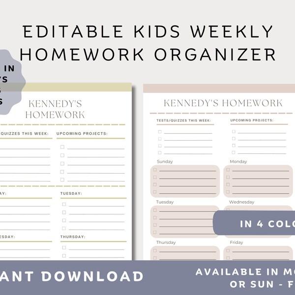 Homework Organizer - Etsy