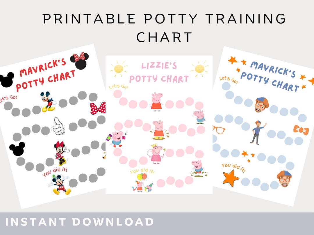 Kids EDITABLE Character Potty Chart Potty Training Chart Custom Sticker ...