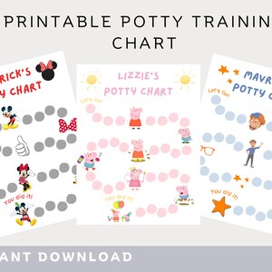 Kids EDITABLE Character Potty Chart Potty Training Chart Custom Sticker ...