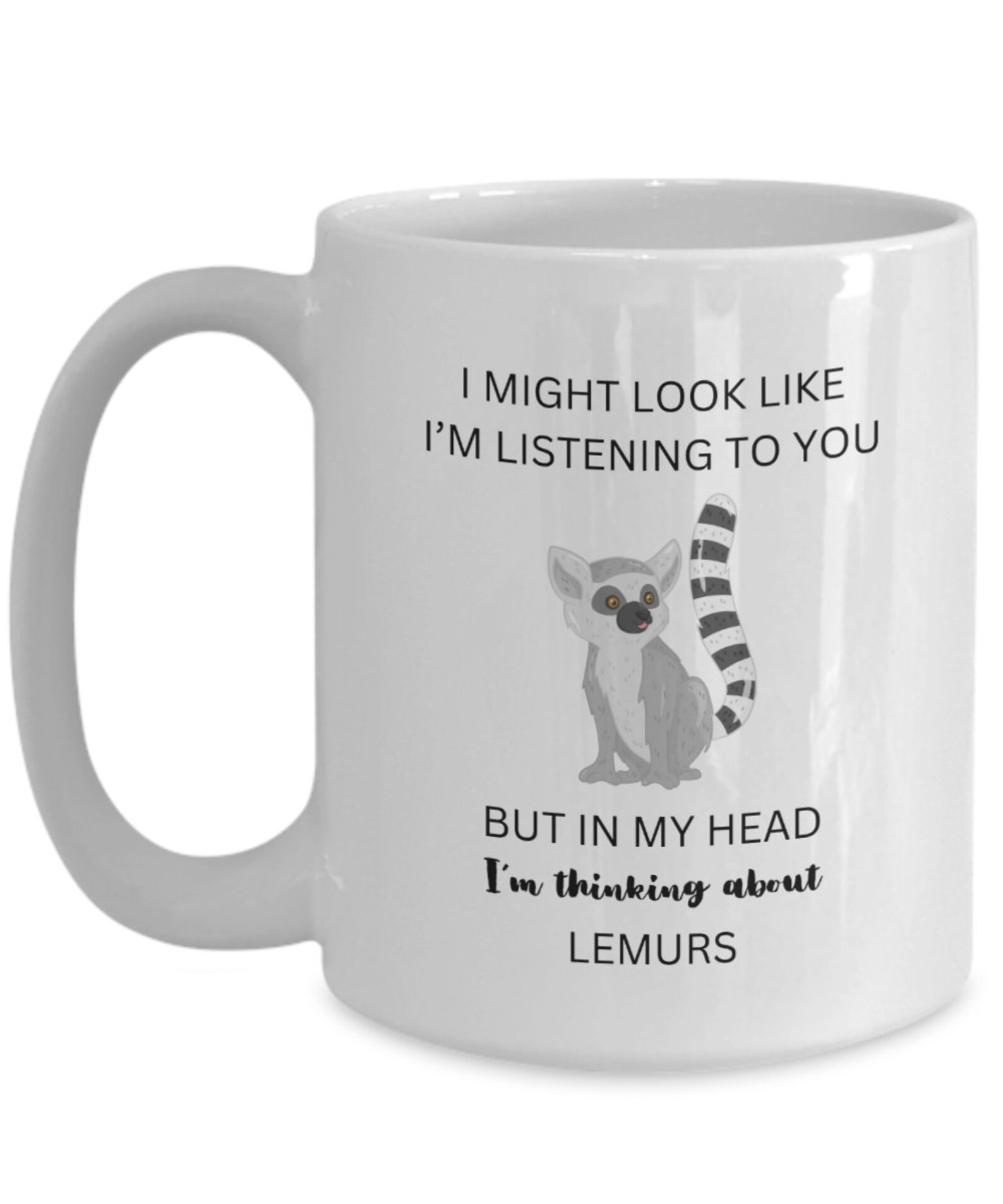 Lemur Coffee Mug, Cute Animal Mug, Ring-tailed Lemur Cup, Birthday ...