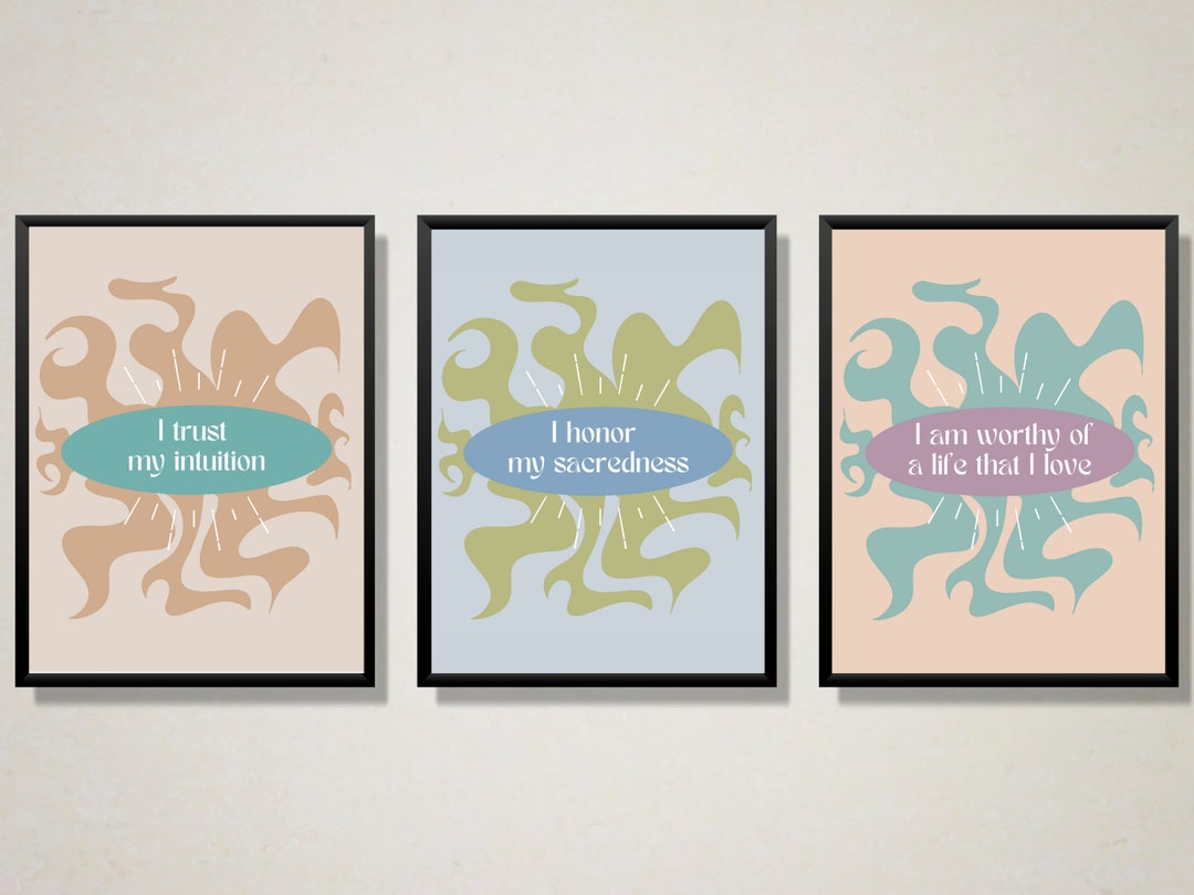 Set of 3 Affirmations Wall Art, Positive Affirmations, Words of ...