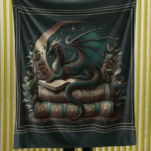 Dragon Book Blanket, Medieval Aesthetic Fantasy Reader Decor ...