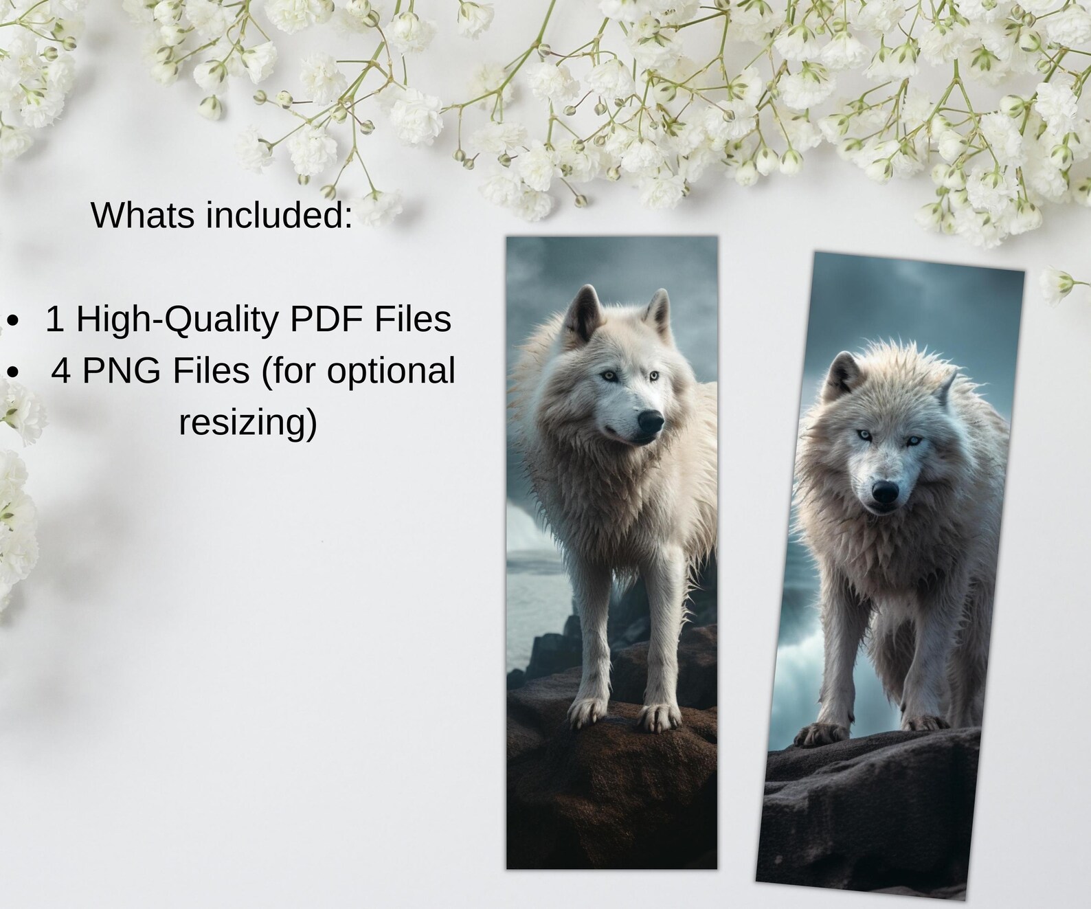 Enchanting Wolf Bookmark Set: White Wolf, 4 Printable Bookmarks ...