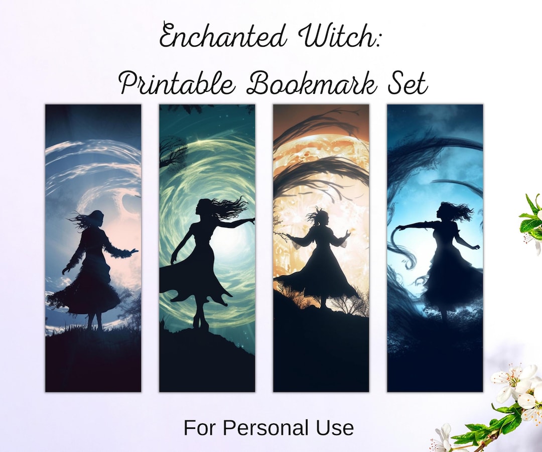 Magical Witch Bookmark Set: Enchanting Design, 4 Printable Bookmarks ...