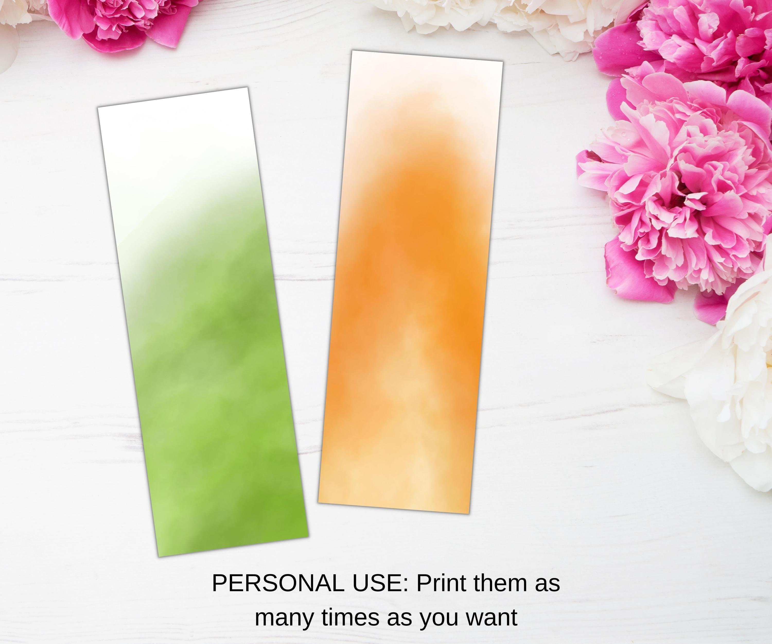 Set of 4 Printable Bookmarks Ombre Colored Design Digital Download ...