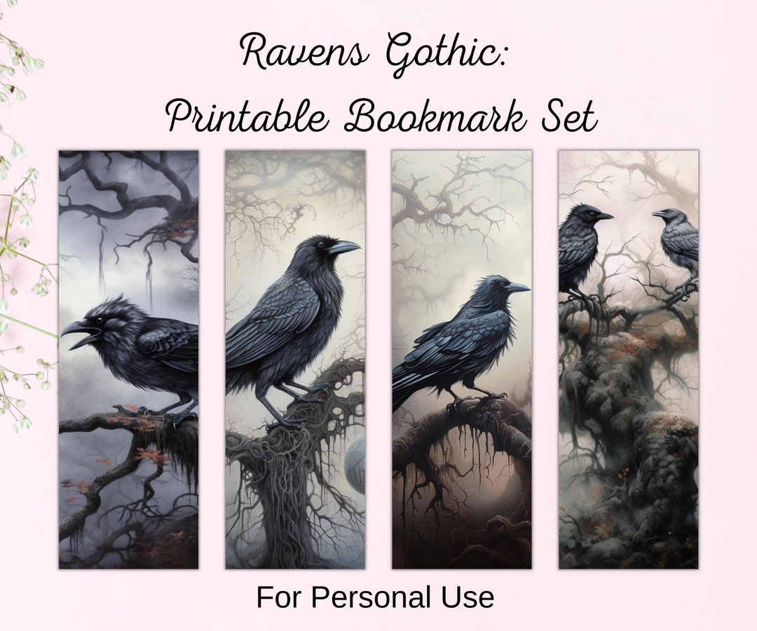 Printable Raven Bookmark Set, Printable Bookmarks, Adventure Books ...