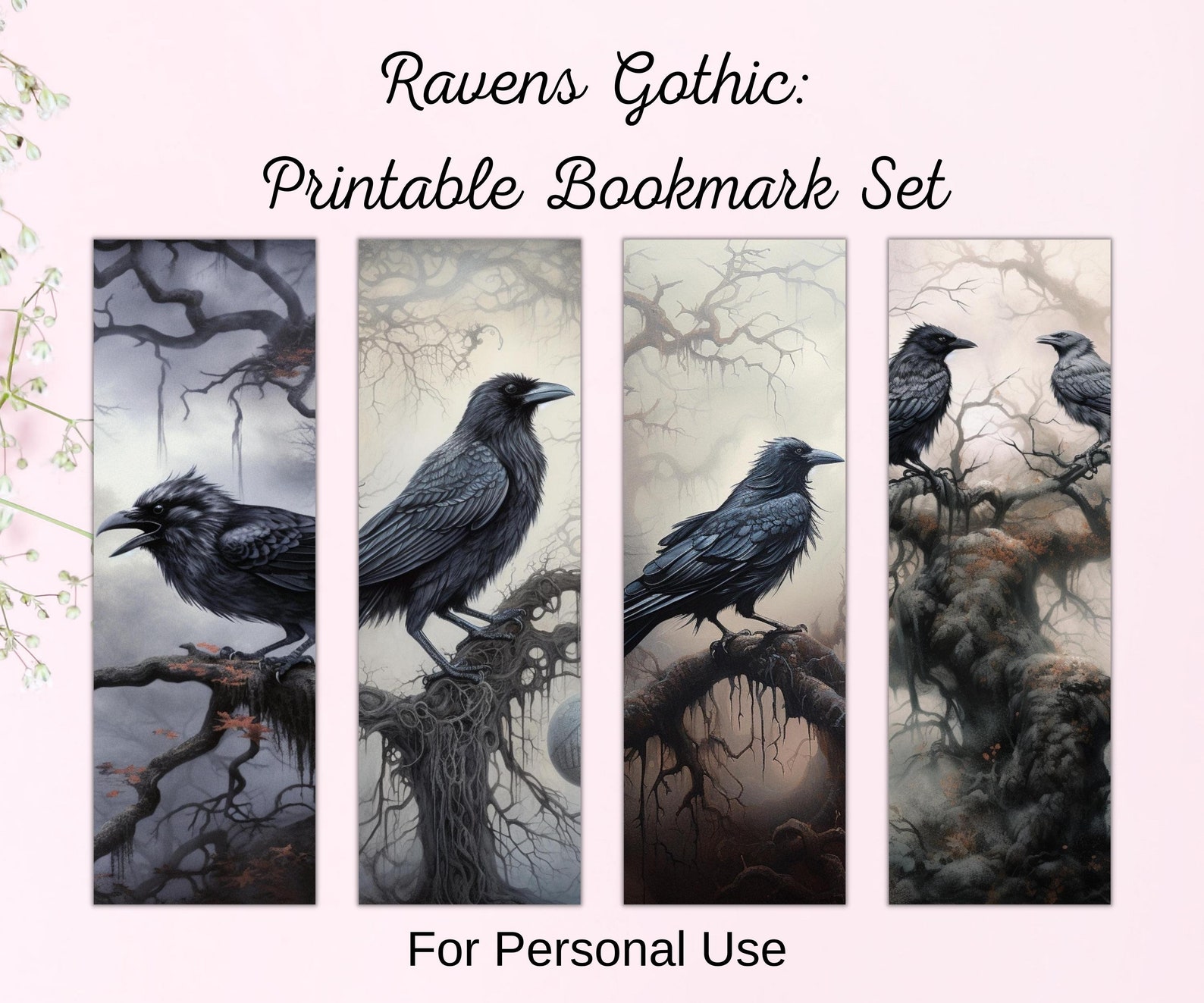 Printable Raven Bookmark Set, Printable Bookmarks, Adventure Books ...
