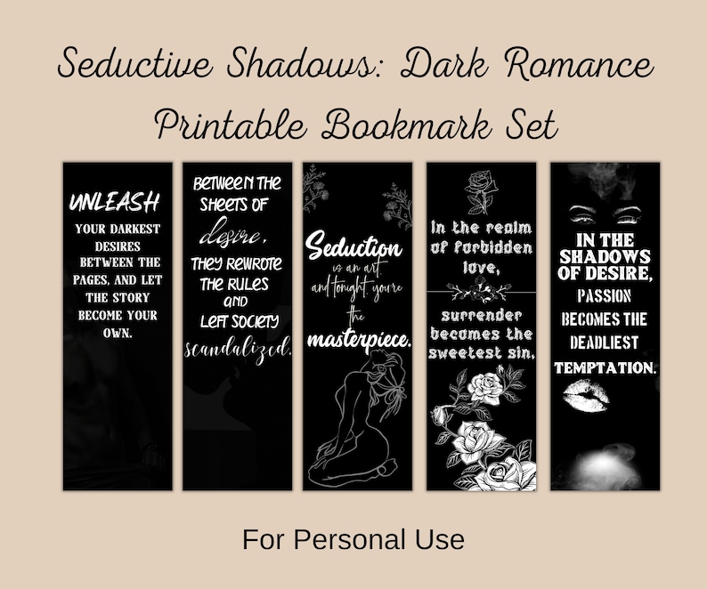 10 Printable Dark Romance Bookmarks Double-sided Bookmarks - Etsy
