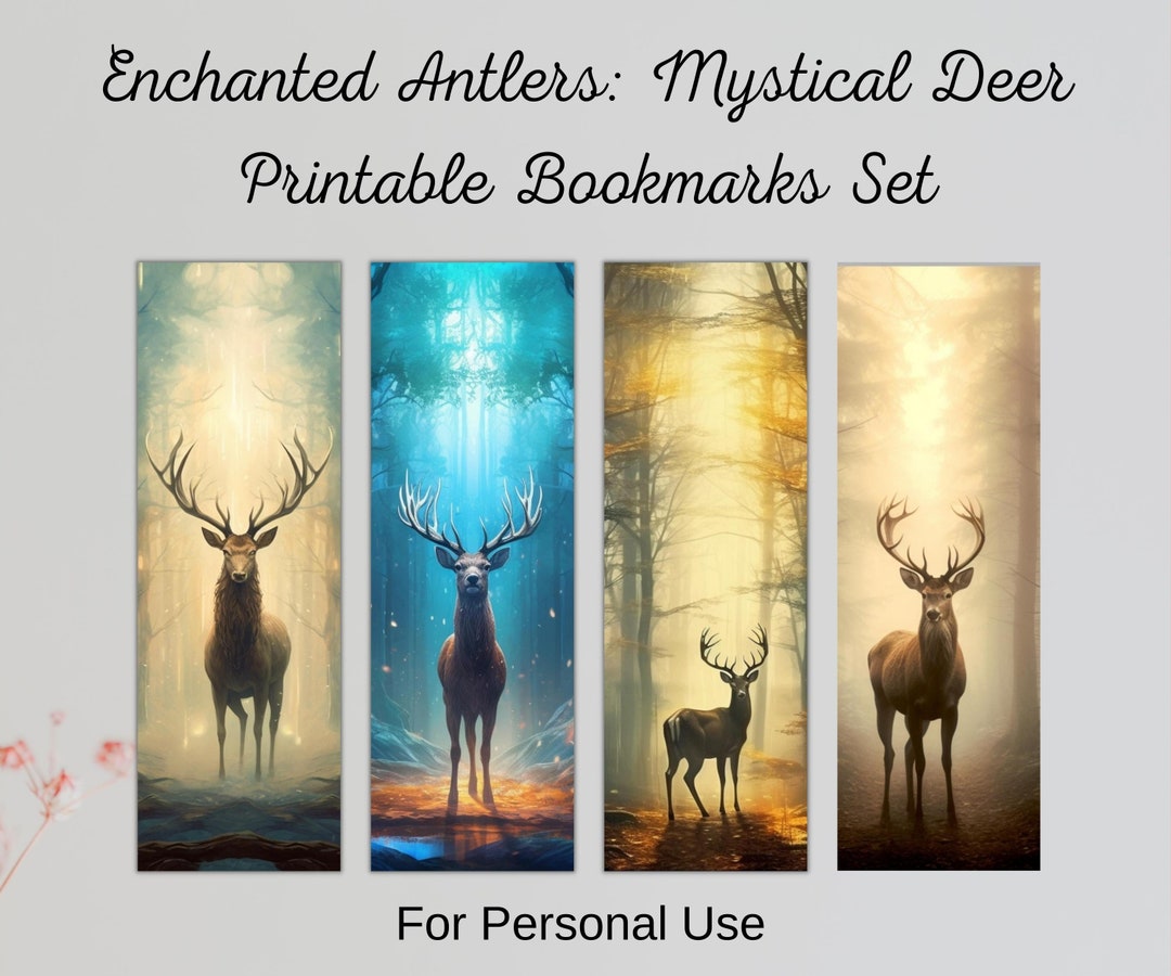 Printable Deer Bookmarks: Mystical Forest, 4 Printable Bookmarks ...