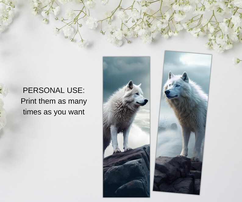Enchanting Wolf Bookmark Set: White Wolf, 4 Printable Bookmarks ...