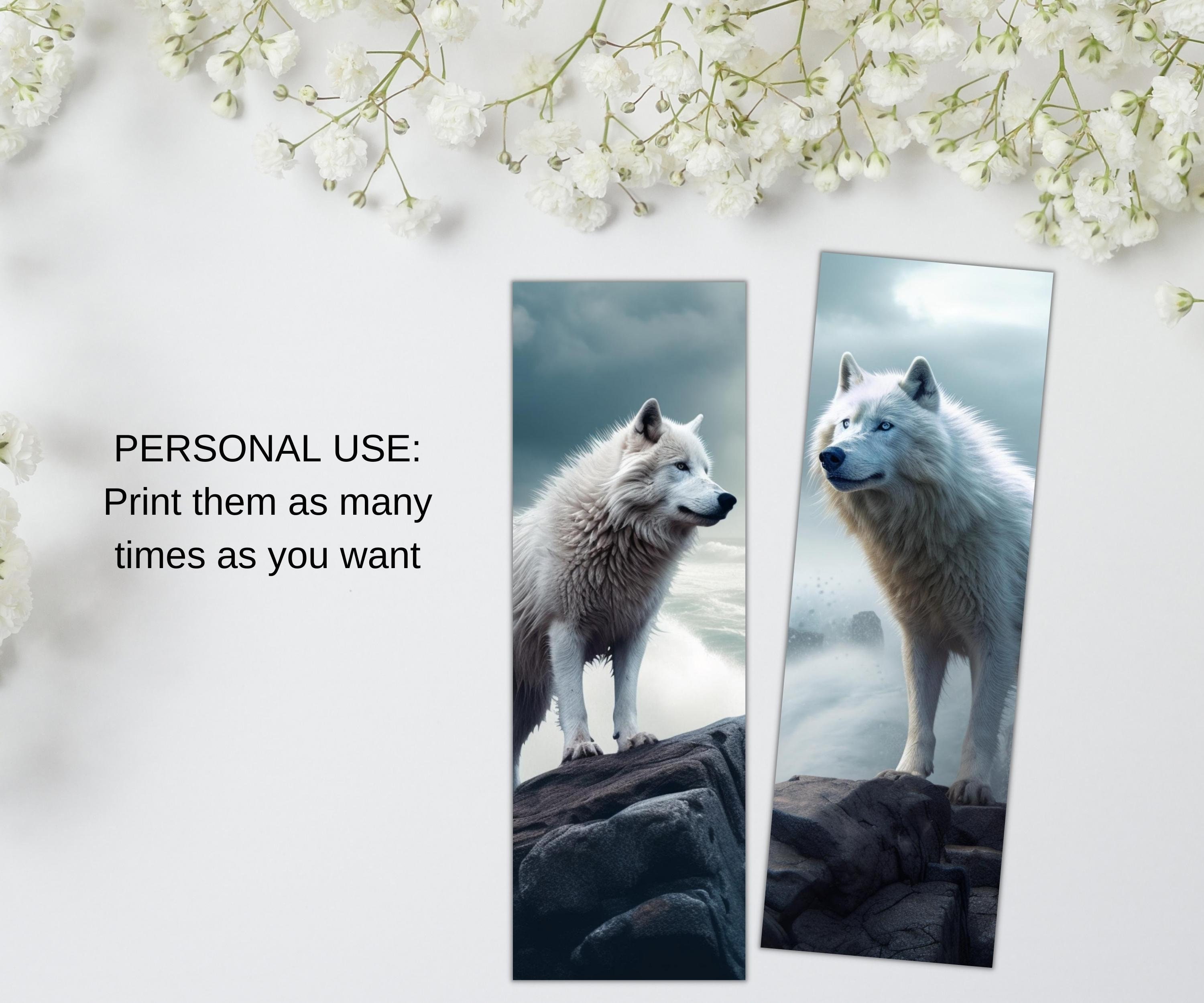 Enchanting Wolf Bookmark Set: White Wolf, 4 Printable Bookmarks ...