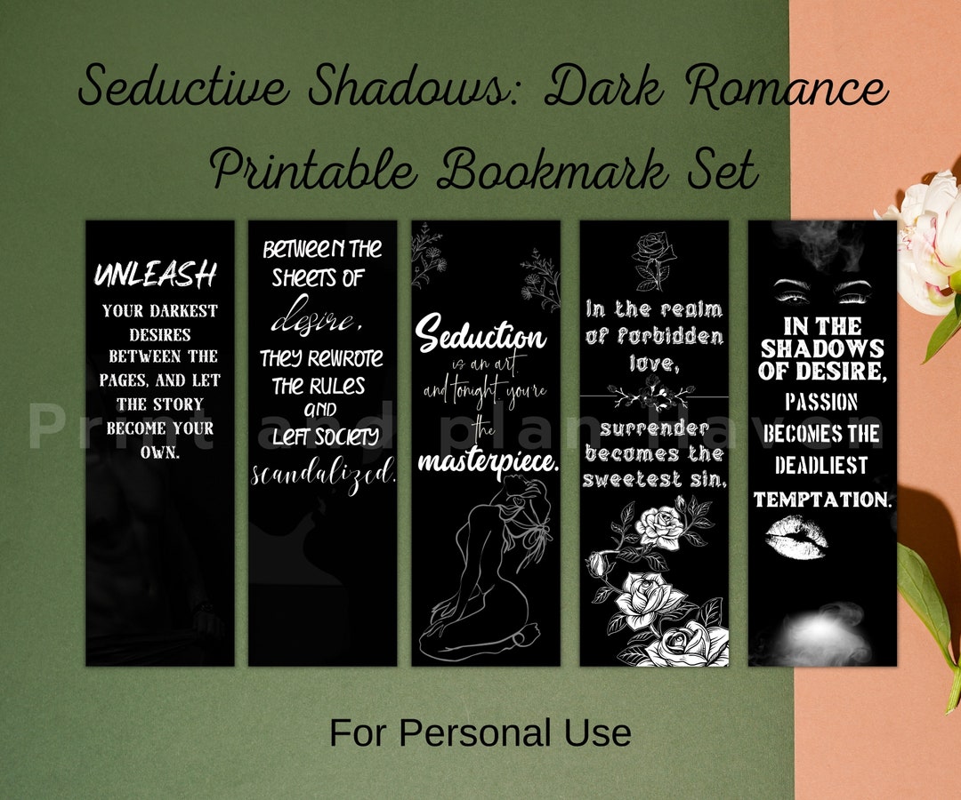 10 Printable Dark Romance Bookmarks, Double-sided Bookmarks, Instant ...
