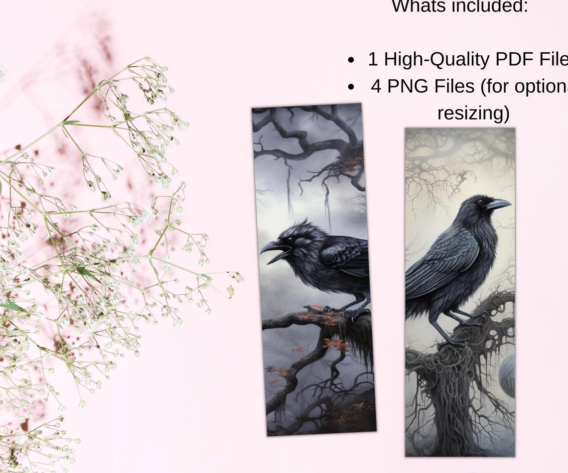 Printable Raven Bookmark Set, Printable Bookmarks, Adventure Books ...