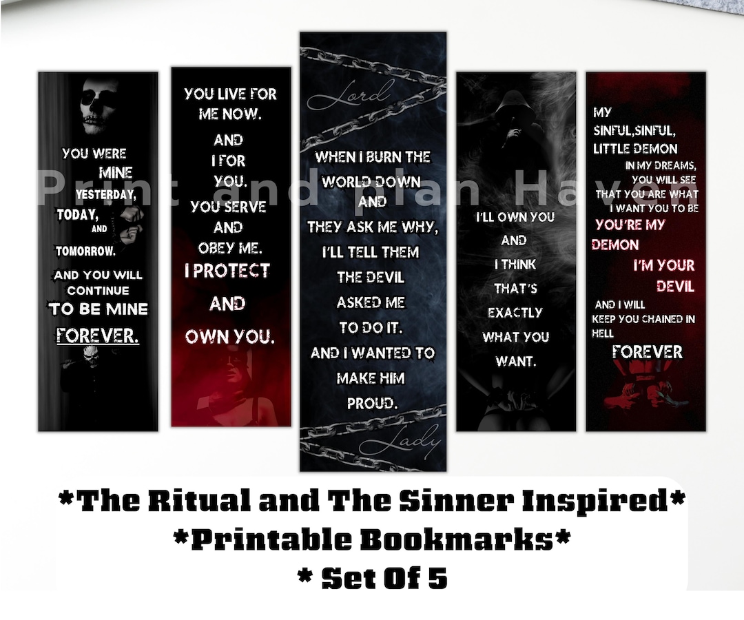 Lords Series Inspired, the Ritual, the Sinner, Printable Bookmarks ...