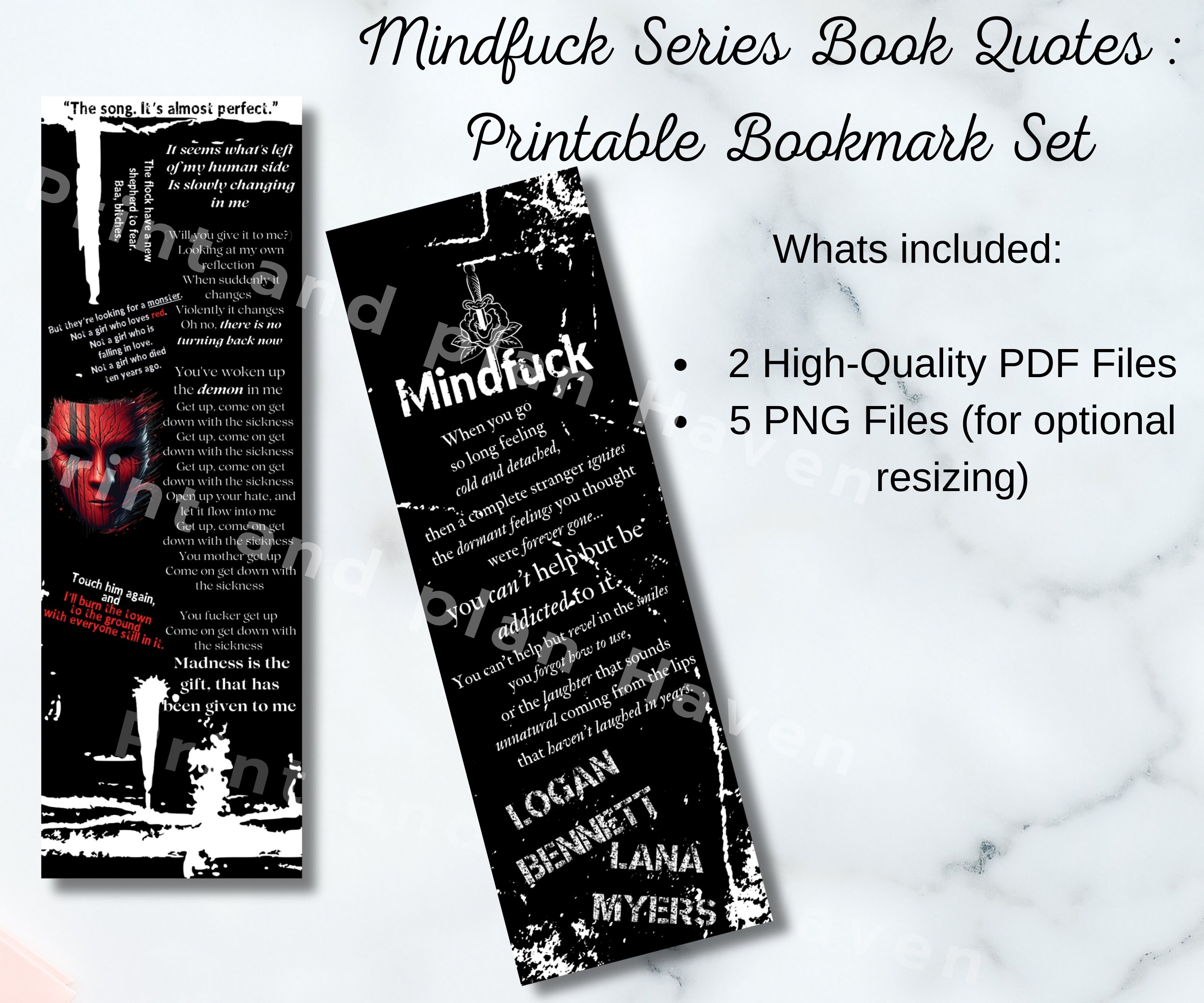 Printable Bookmark Set Inspired by the Mindfck Series | Thriller & Dark ...