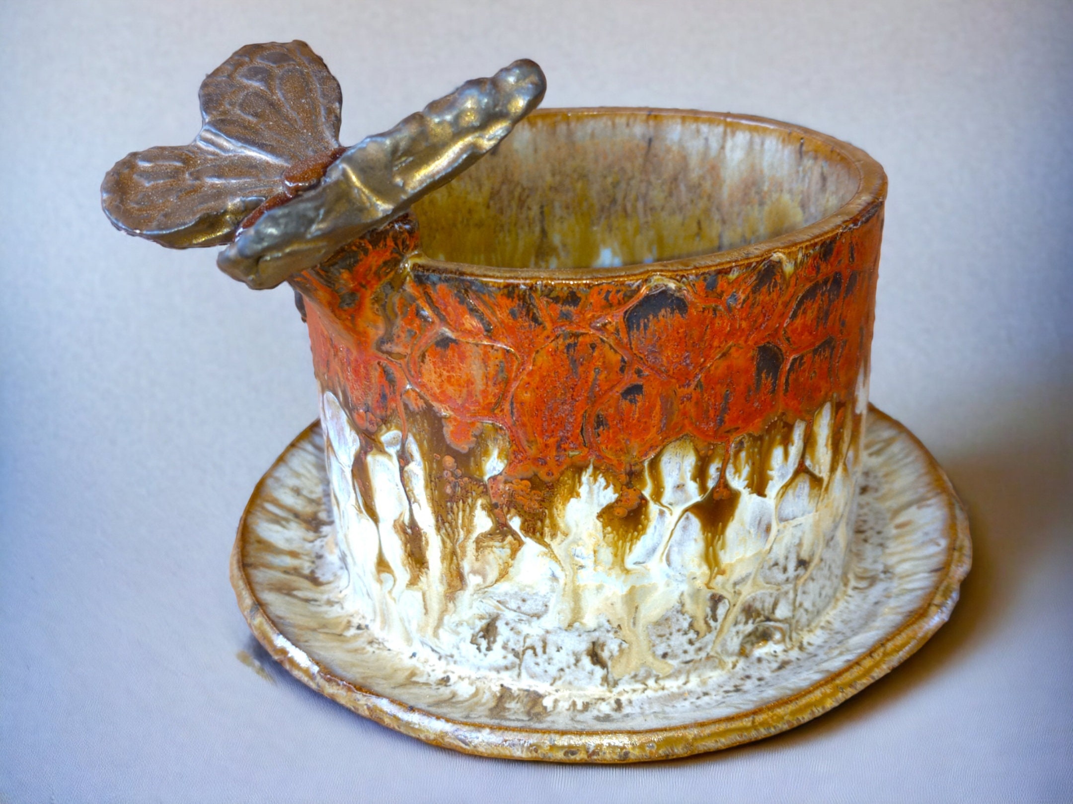 Planter Flowerpot Flower Pot Handmade Stoneware Pottery Ceramic Unique ...